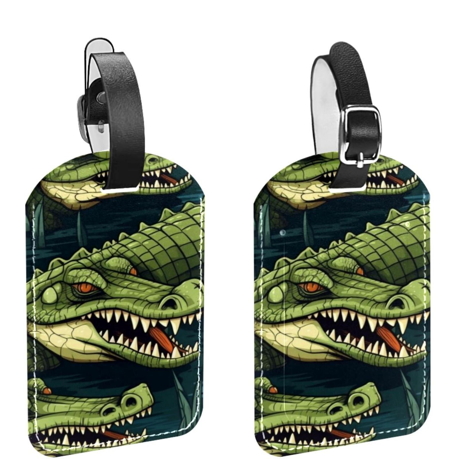 Square 2Pack PU Leather Crocodile Cruise Luggage Tag with Privacy Cover ...