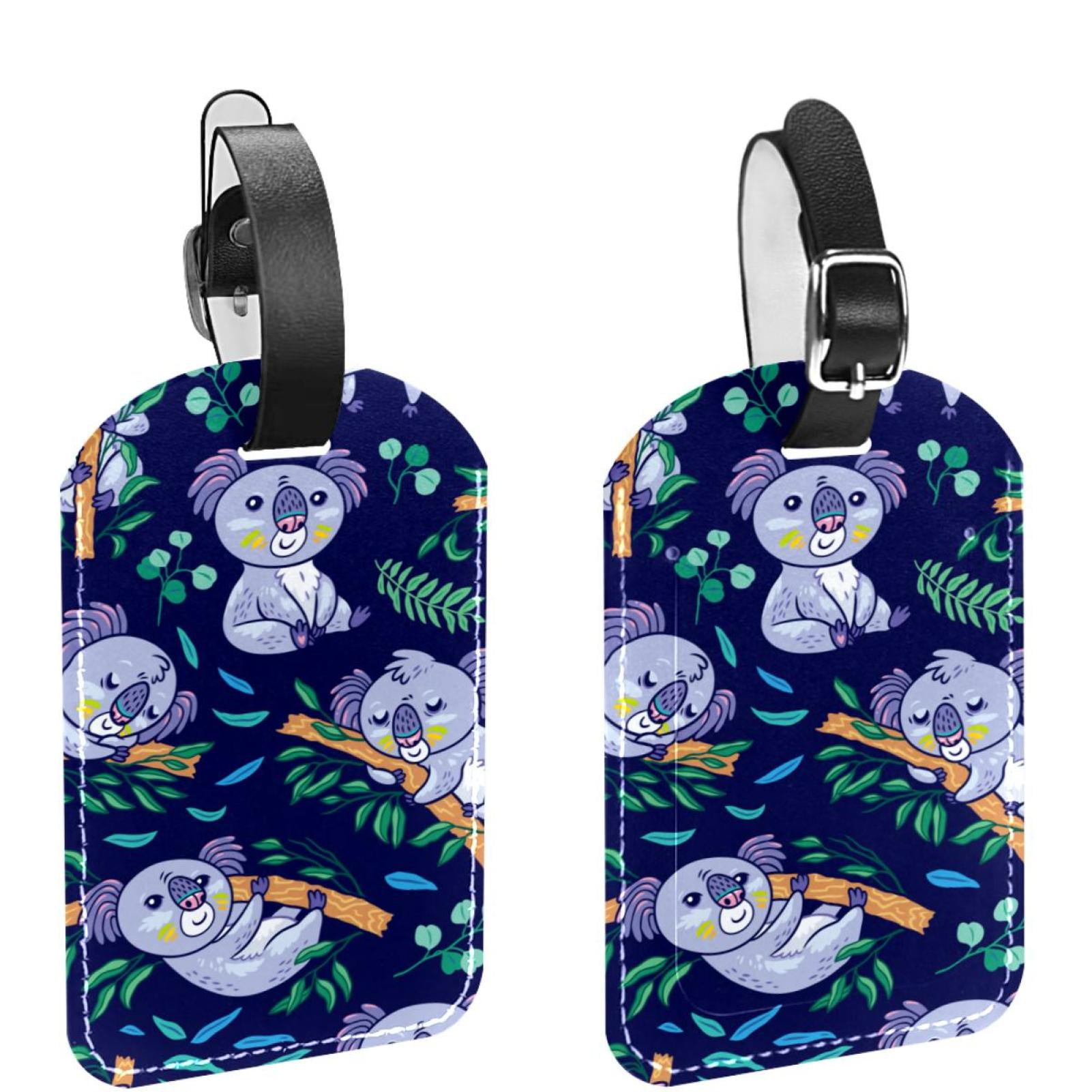 Square 2Pack PU Leather Cute Cartoon Koala Cruise Luggage Tag with ...