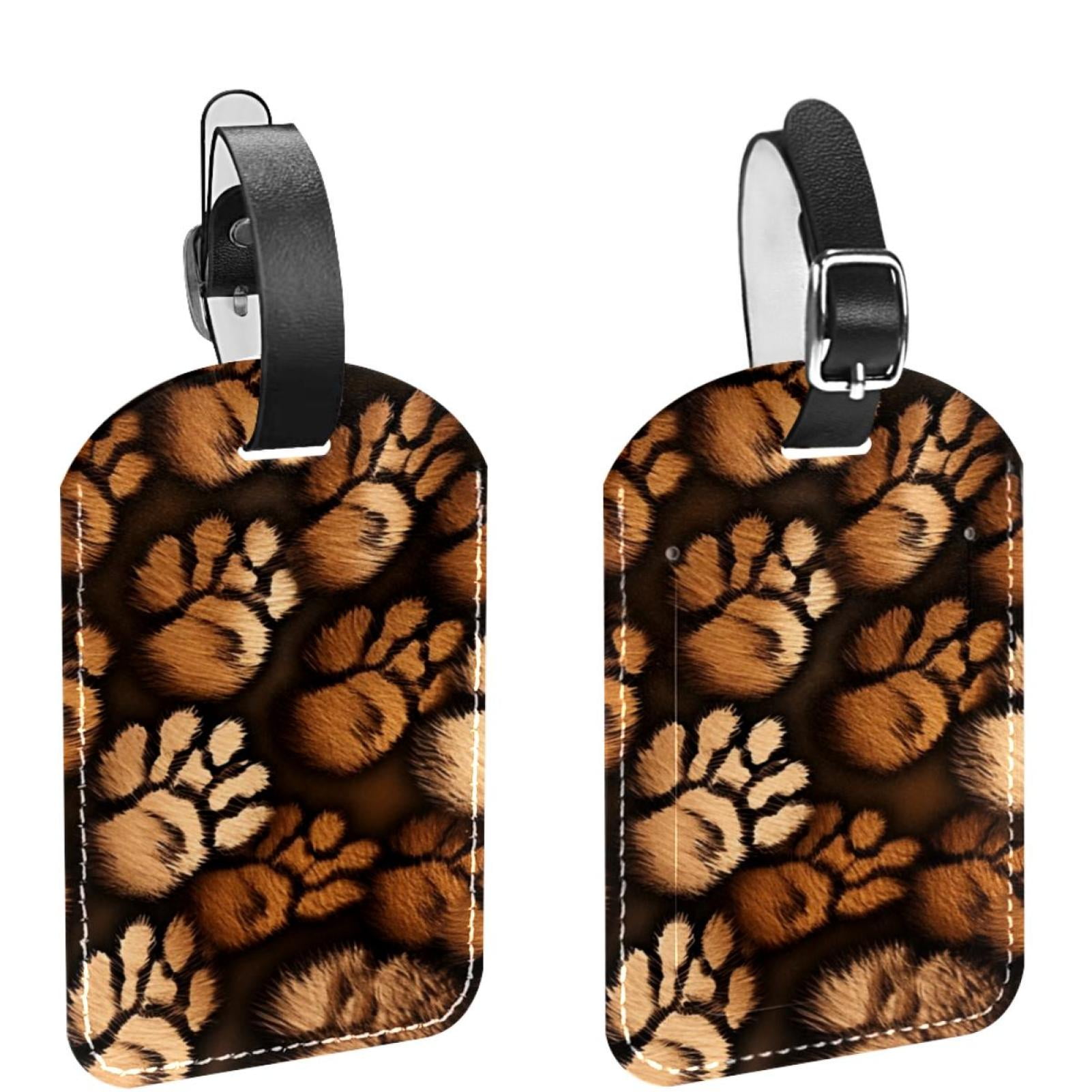 Square 2Pack PU Leather Dog Paw Prints Cruise Luggage Tag with Privacy ...