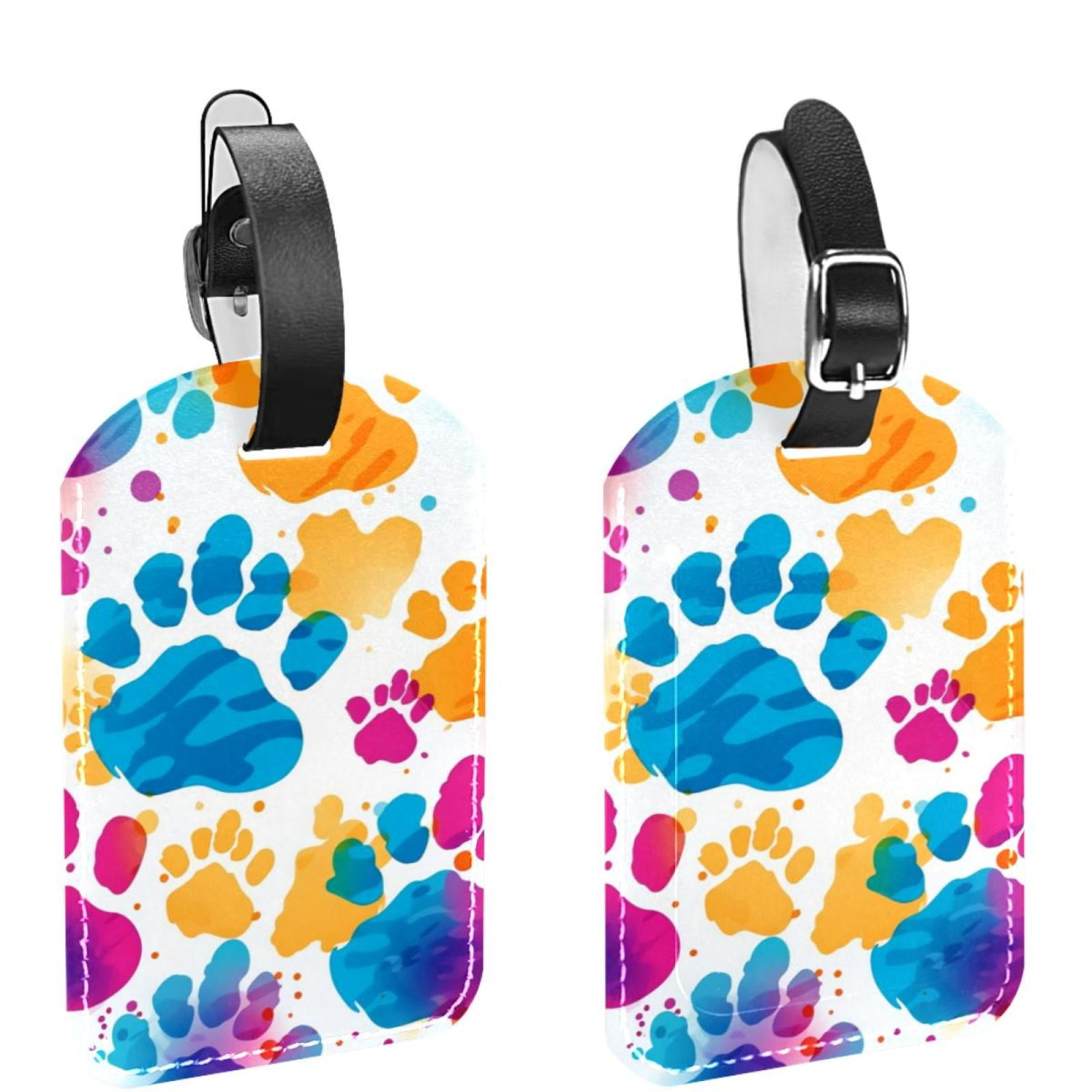 Square 2Pack PU Leather Dog Paw Prints Cruise Luggage Tag with Privacy ...