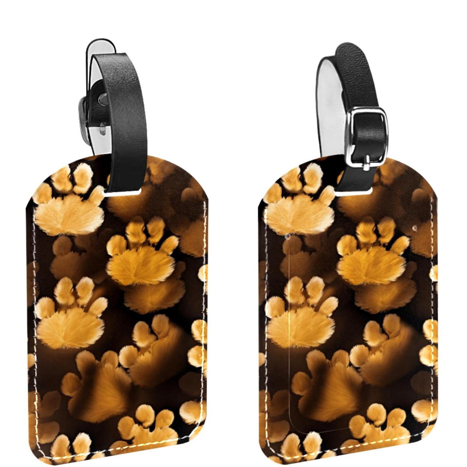 Square 2Pack PU Leather Dog Paw Prints Cruise Luggage Tag with Privacy ...