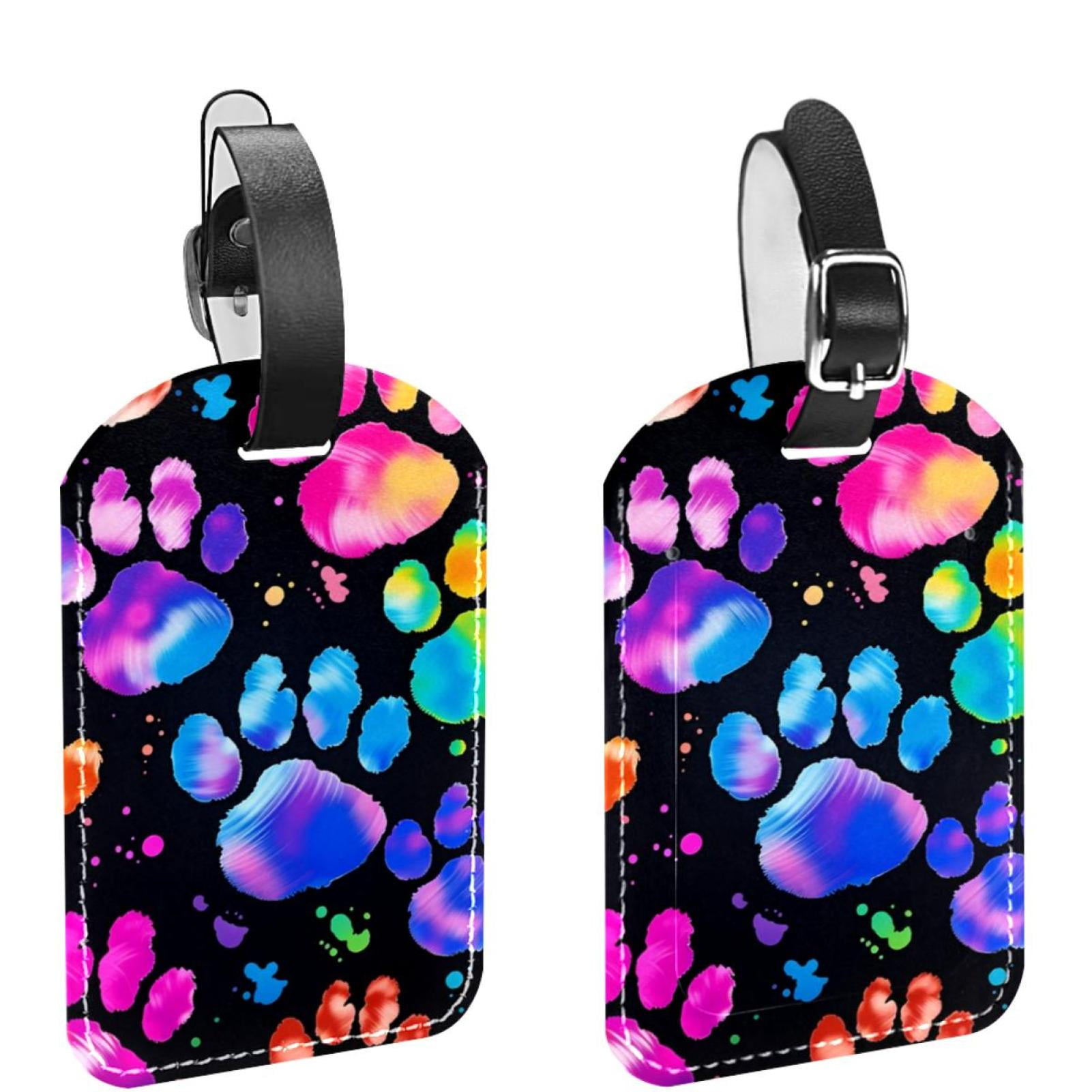 Square 2Pack PU Leather Dog Paw Prints Cruise Luggage Tag with Privacy ...