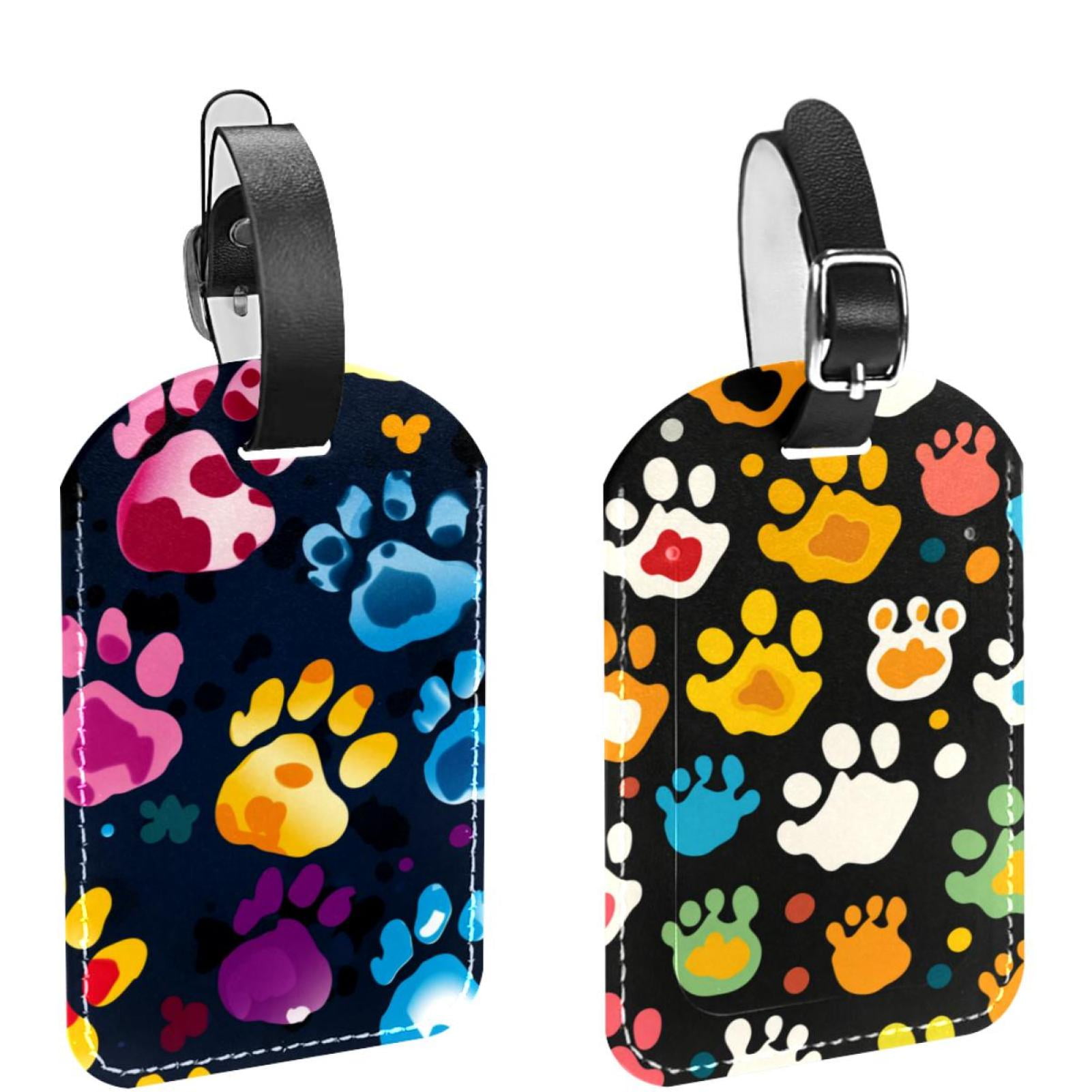 Square 2Pack PU Leather Dog Paw Prints Cruise Luggage Tag with Privacy ...