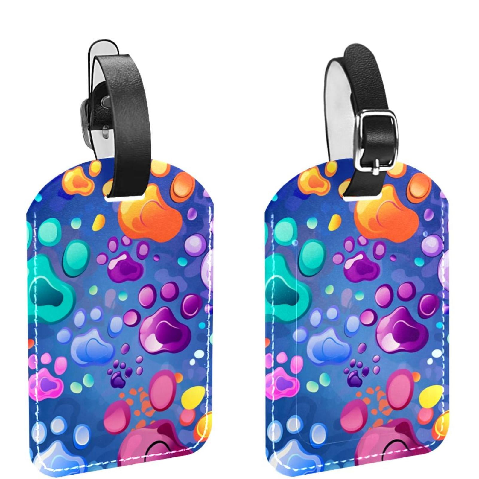 Square 2Pack PU Leather Dog Paw Prints Cruise Luggage Tag with Privacy ...
