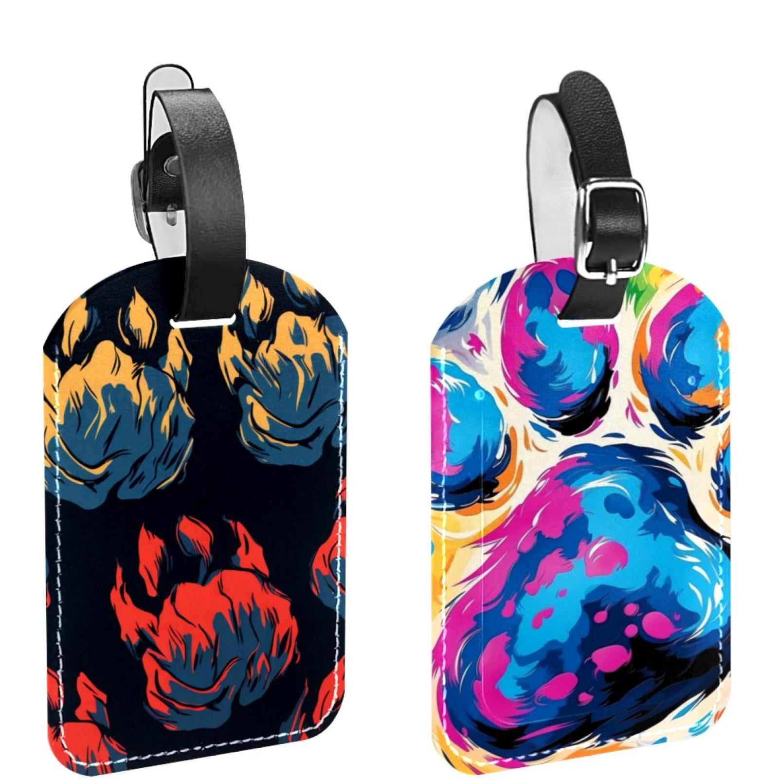 Square 2Pack PU Leather Dog Paw Prints Cruise Luggage Tag with Privacy ...