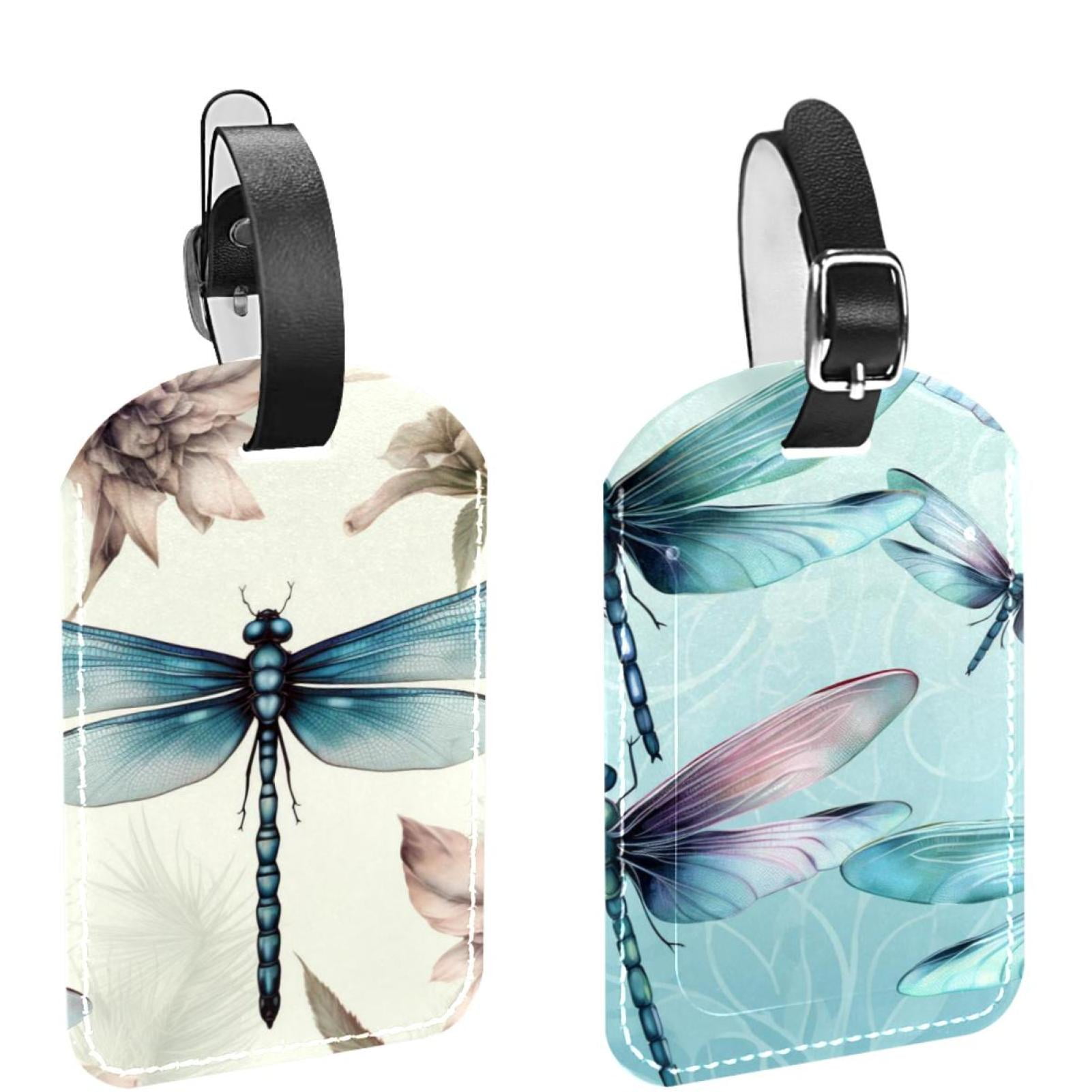 Square 2Pack PU Leather Dragonfly Cruise Luggage Tag with Privacy Cover ...