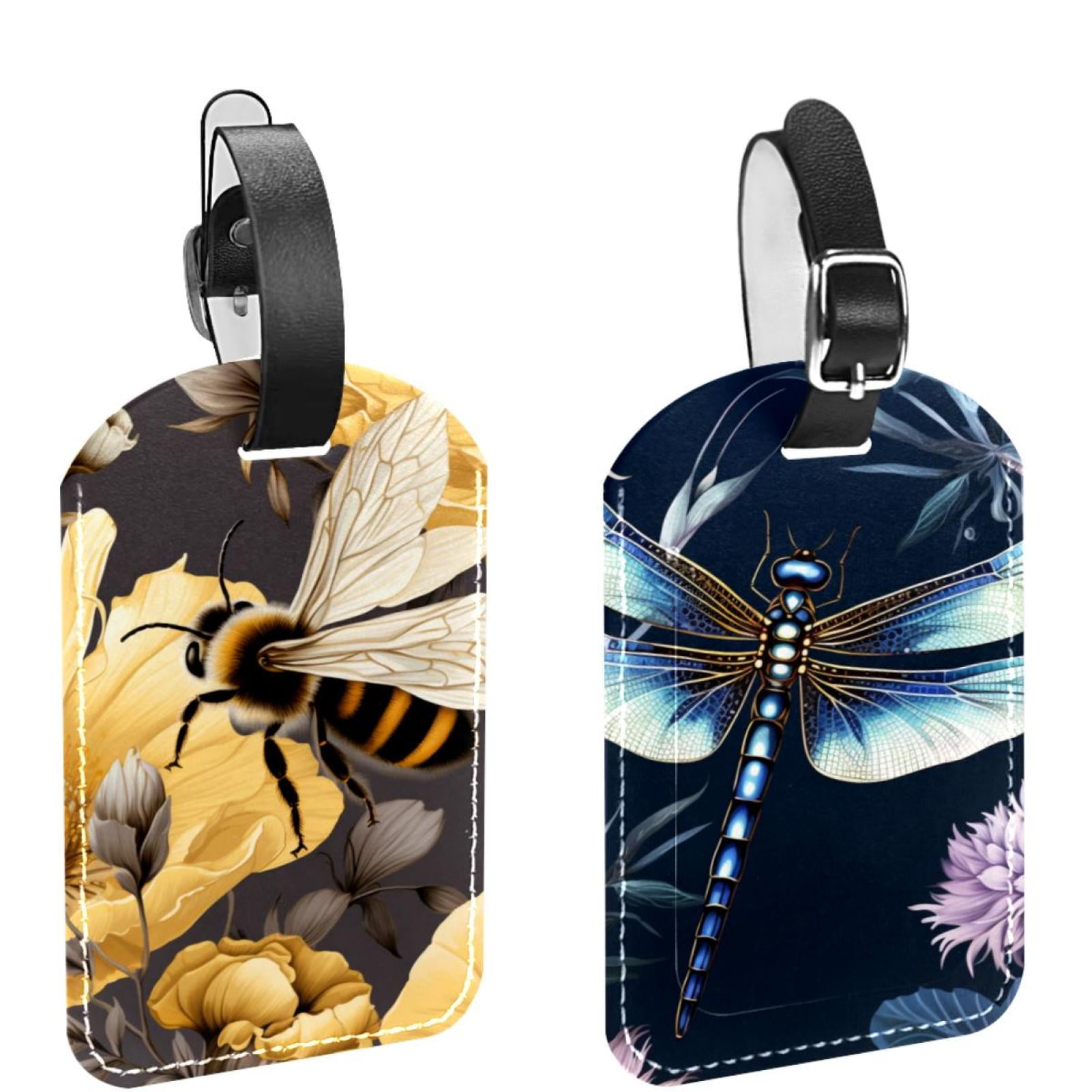 Square 2Pack PU Leather Dragonfly Cruise Luggage Tag with Privacy Cover ...