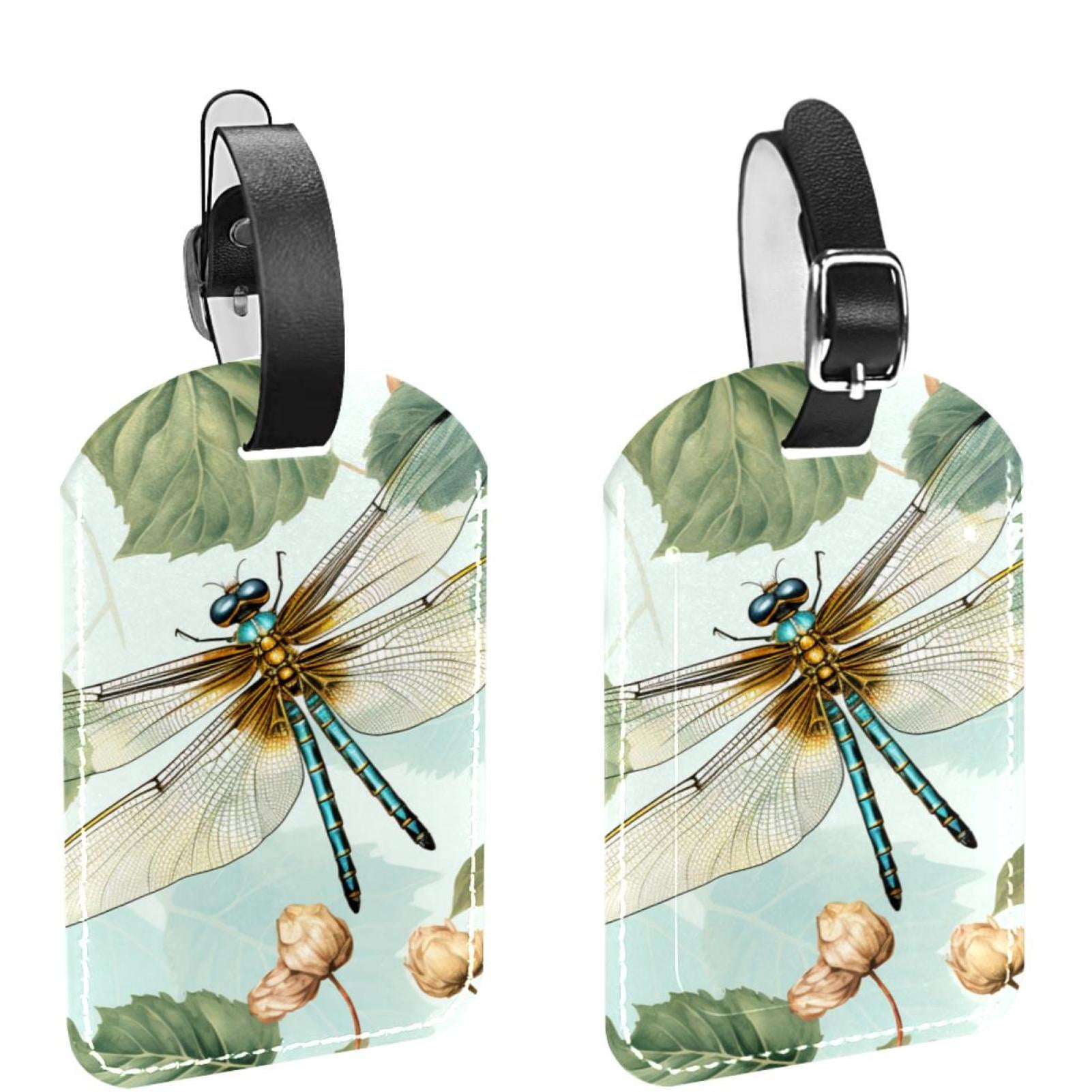 Square 2Pack PU Leather Dragonfly Cruise Luggage Tag with Privacy Cover ...