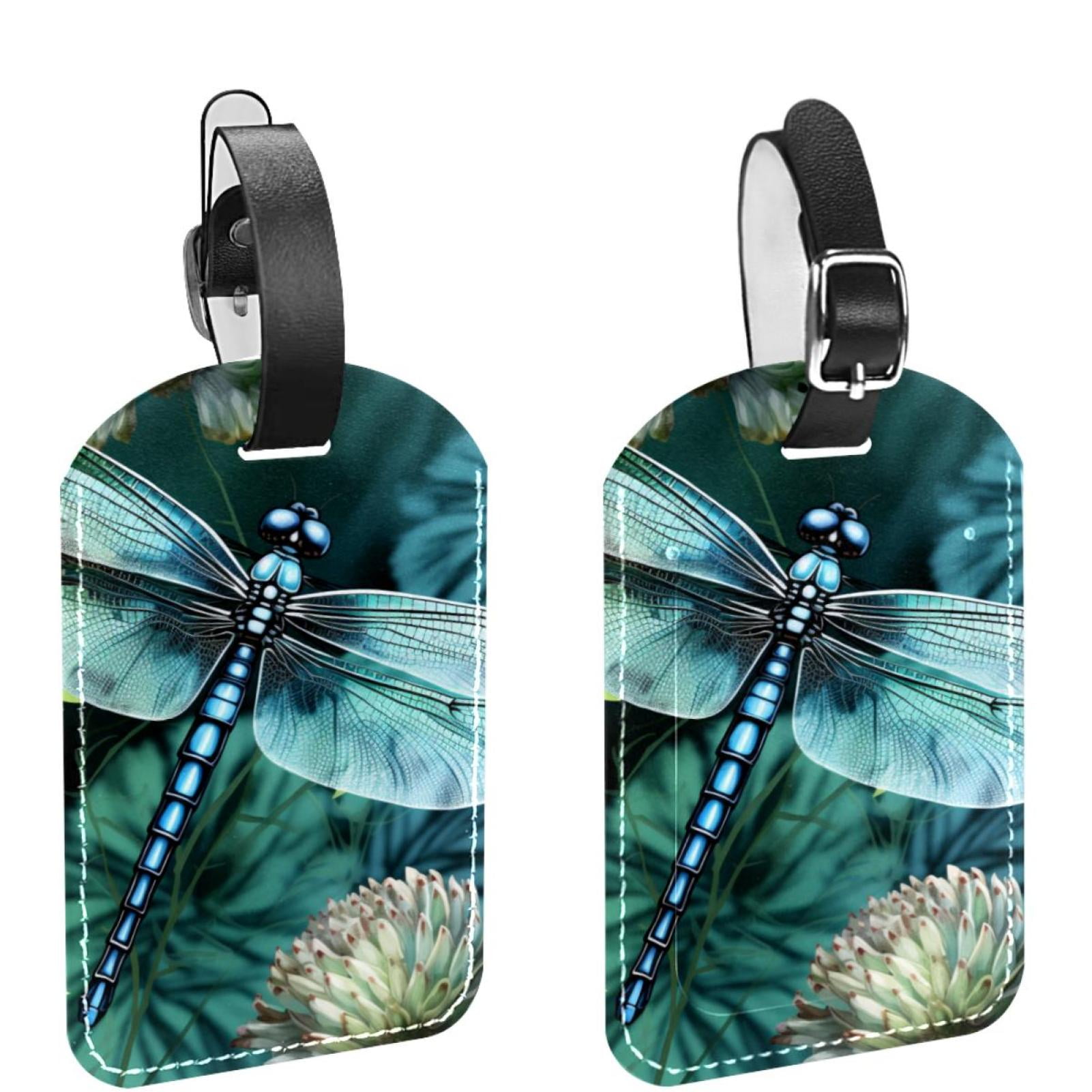 Square 2Pack PU Leather Dragonfly Cruise Luggage Tag with Privacy Cover ...