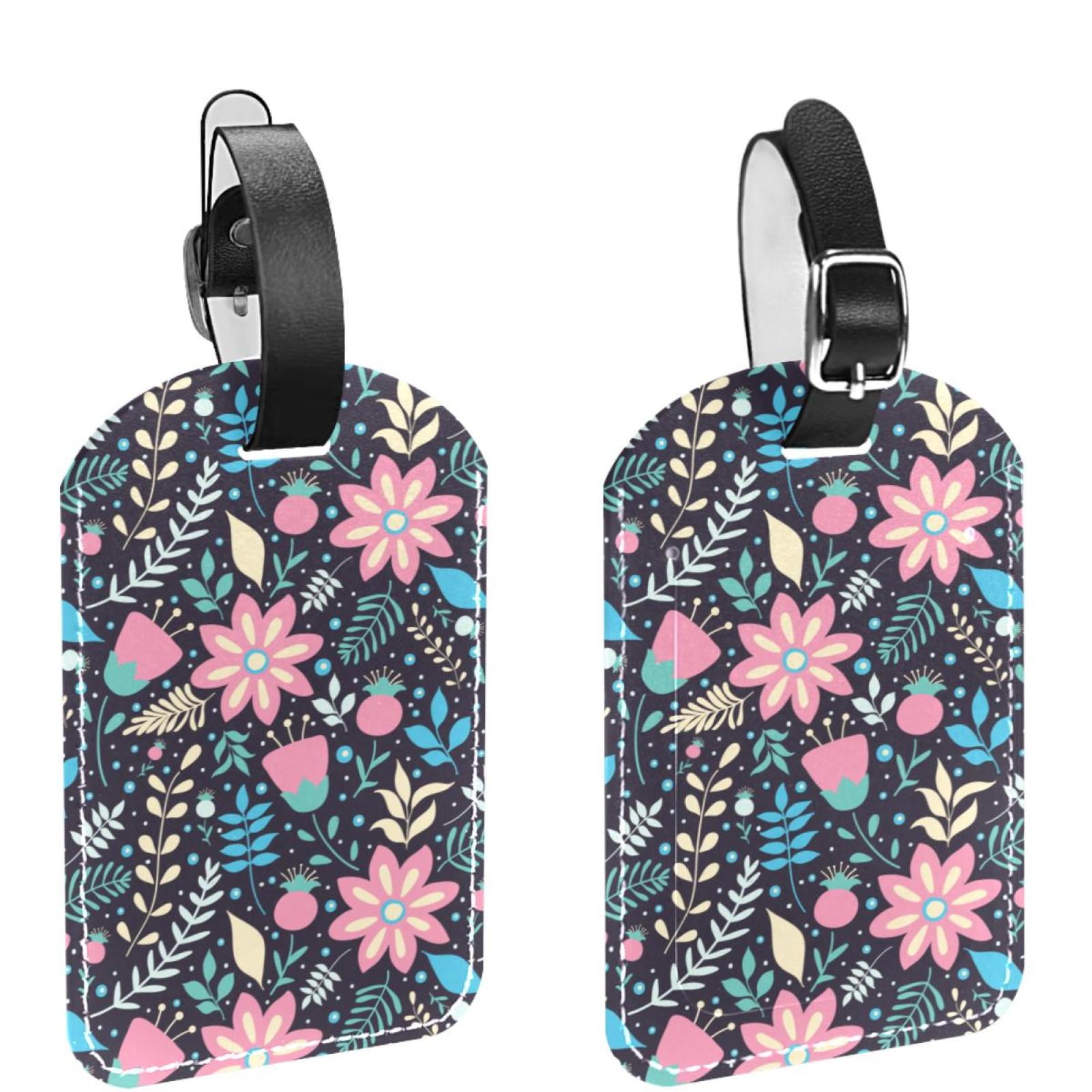 Square 2Pack PU Leather Drawer Flower Cruise Luggage Tag with Privacy ...