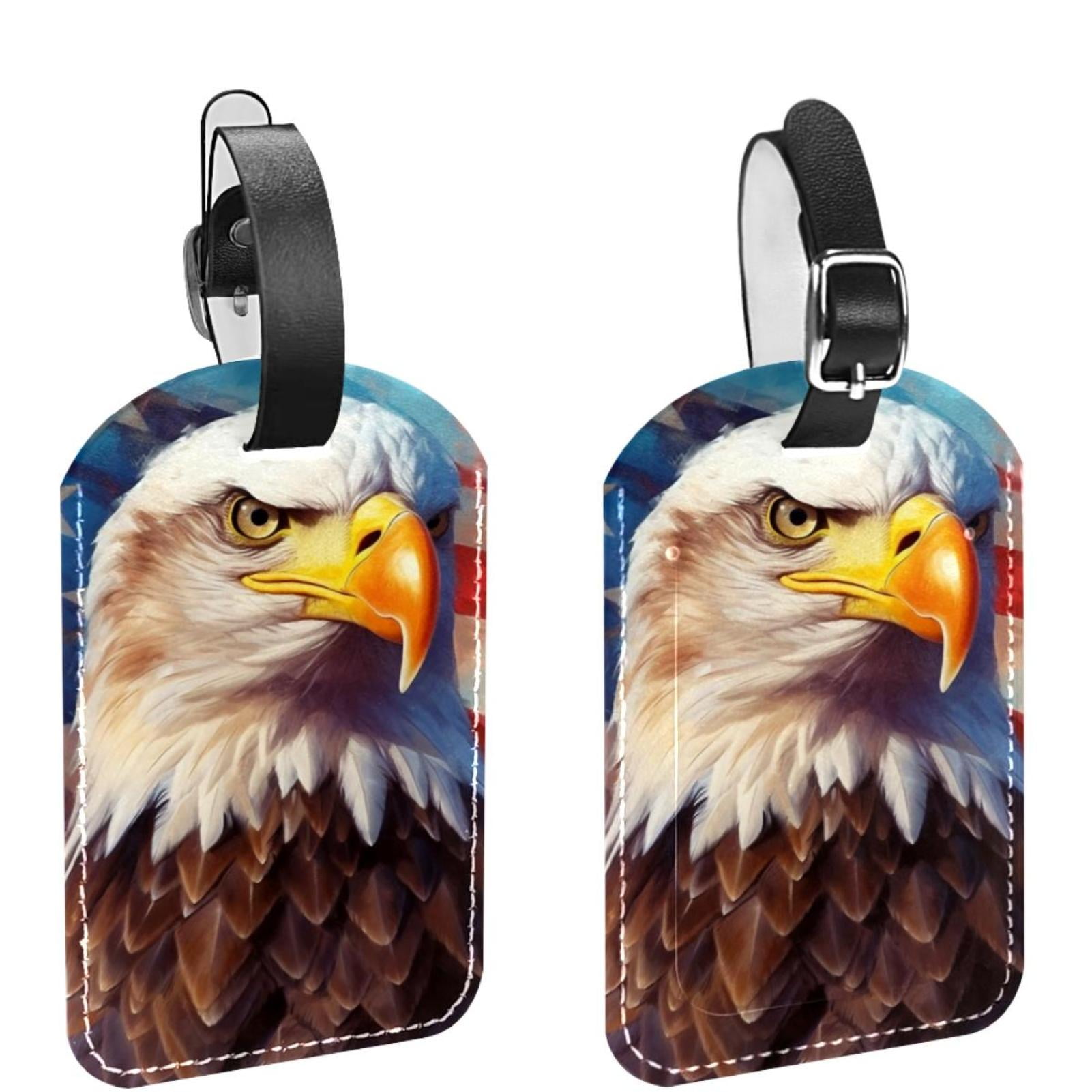 Square 2Pack PU Leather Eagle Cruise Luggage Tag with Privacy Cover and ...