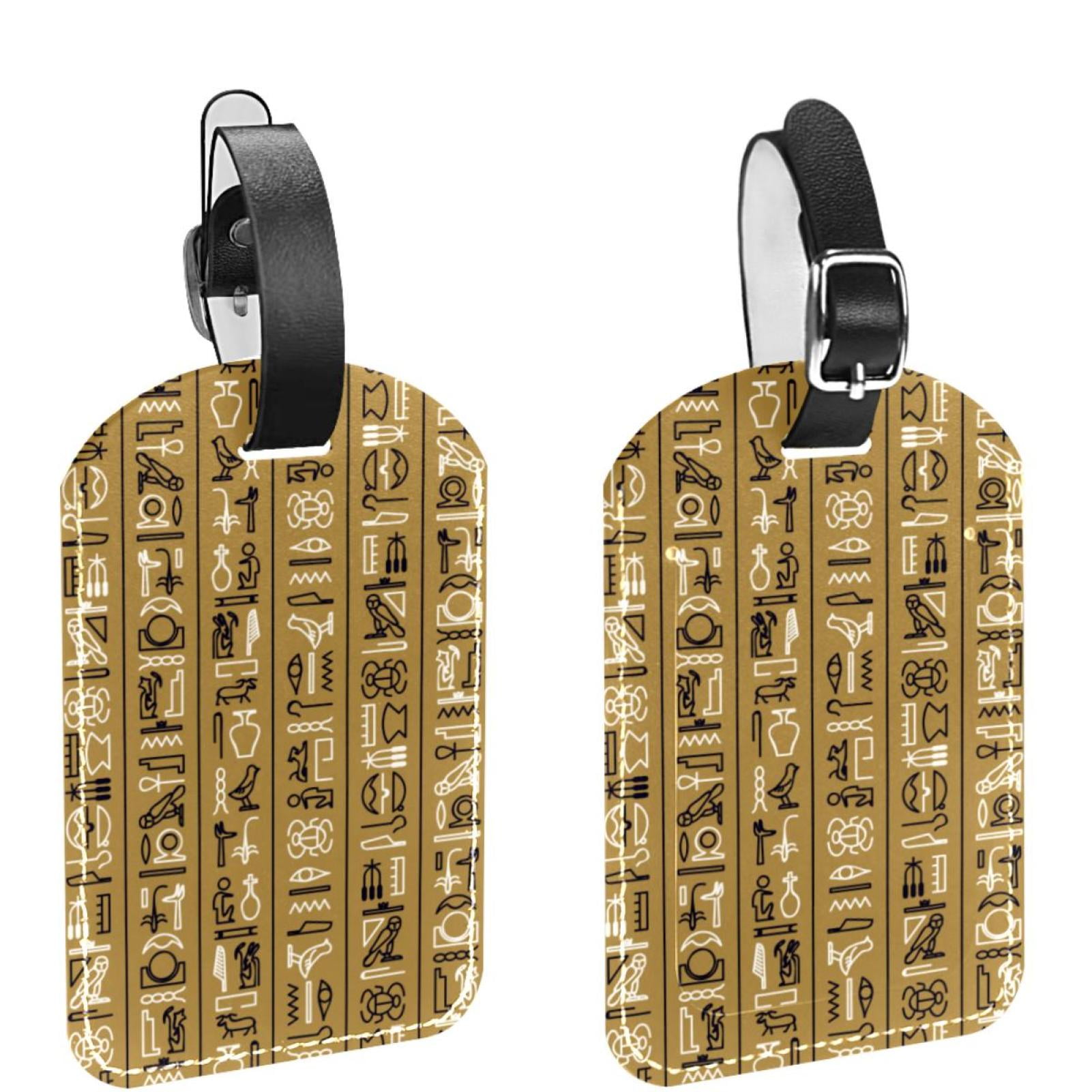 Square 2Pack PU Leather Egypt Hieroglyphic Brown Cruise Luggage Tag ...