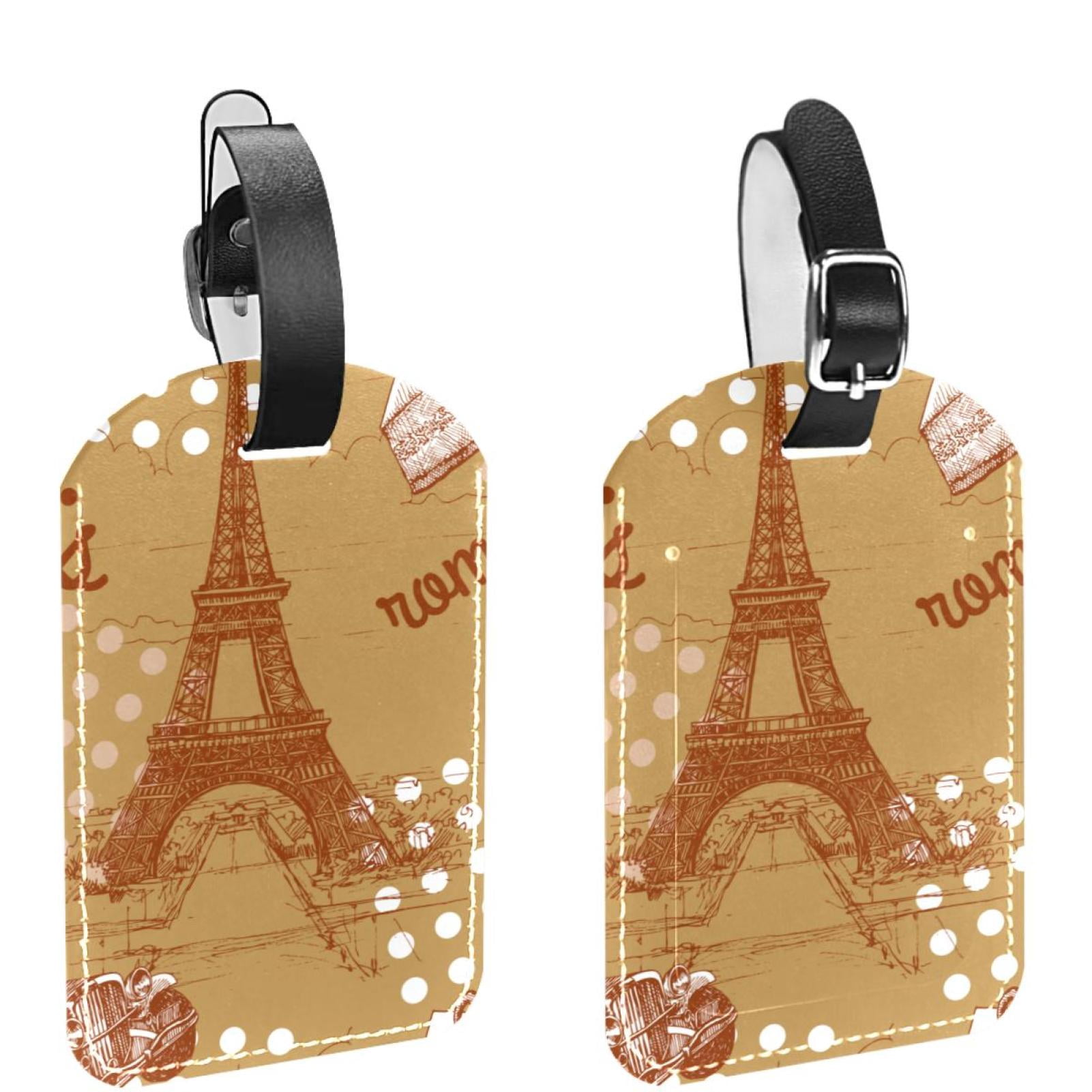 Square 2Pack PU Leather Eiffel Tower Cruise Luggage Tag with Privacy ...