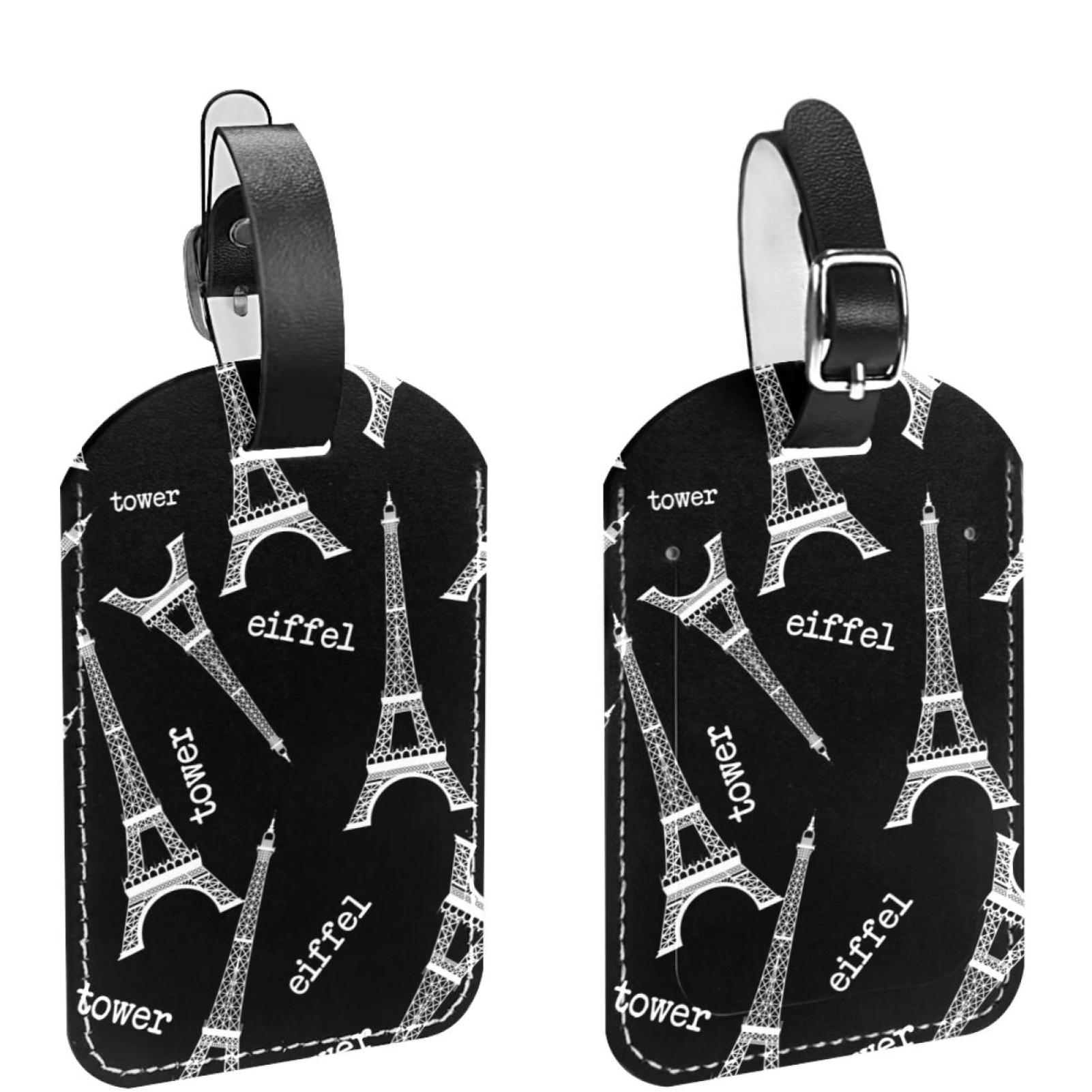 Square 2Pack PU Leather Eiffel Tower Cruise Luggage Tag with Privacy ...