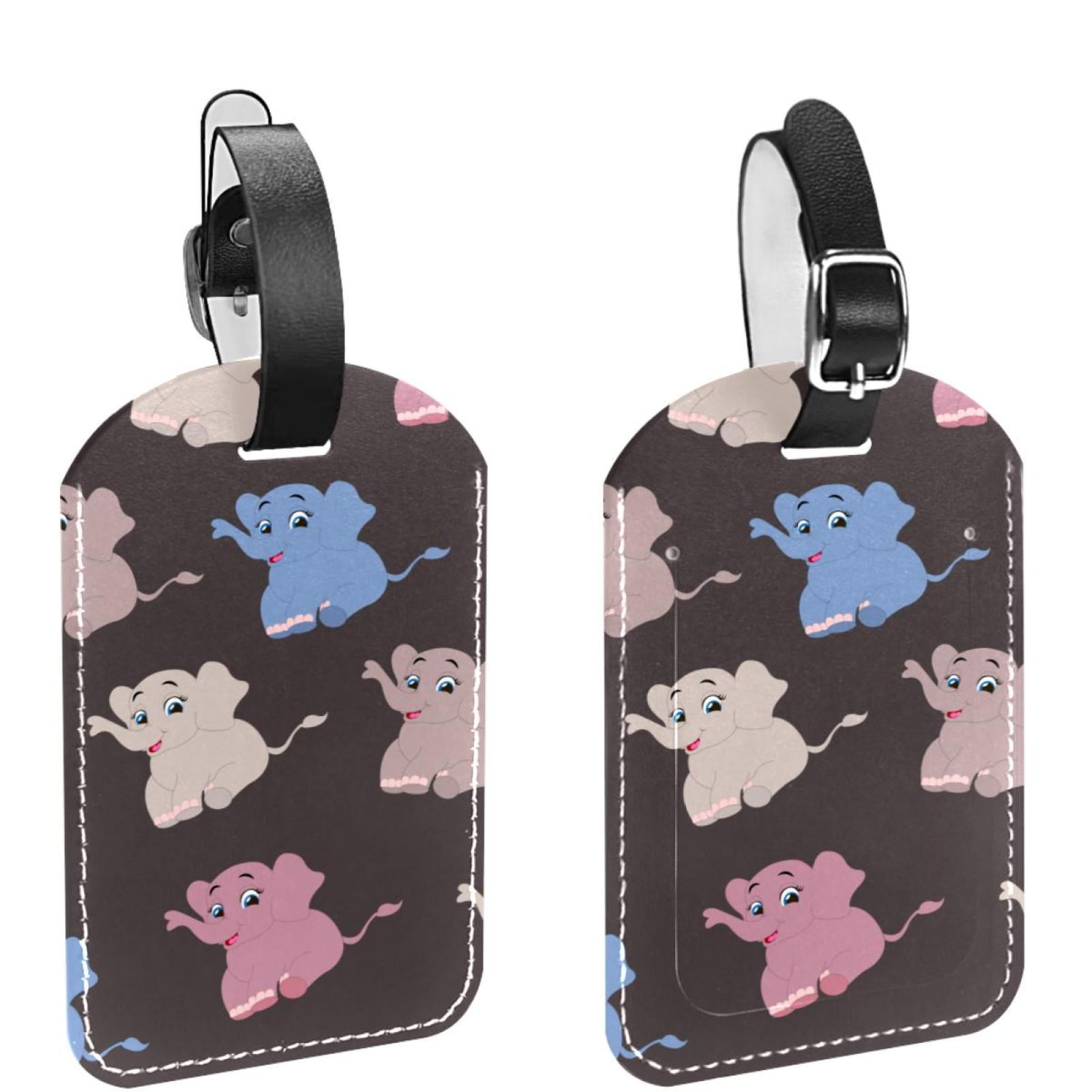 Square 2Pack PU Leather Elephant Cruise Luggage Tag with Privacy Cover ...