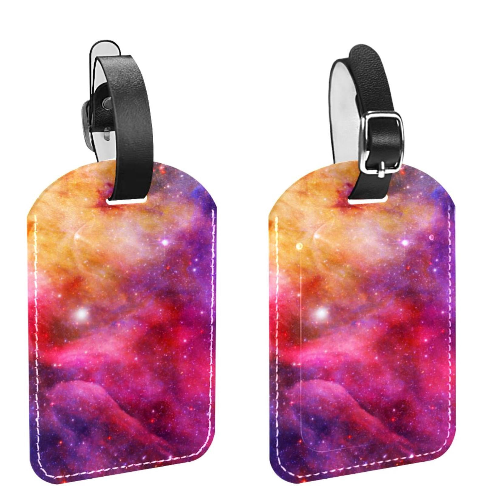Square 2Pack PU Leather Fantasy Starry Sky Cruise Luggage Tag with ...