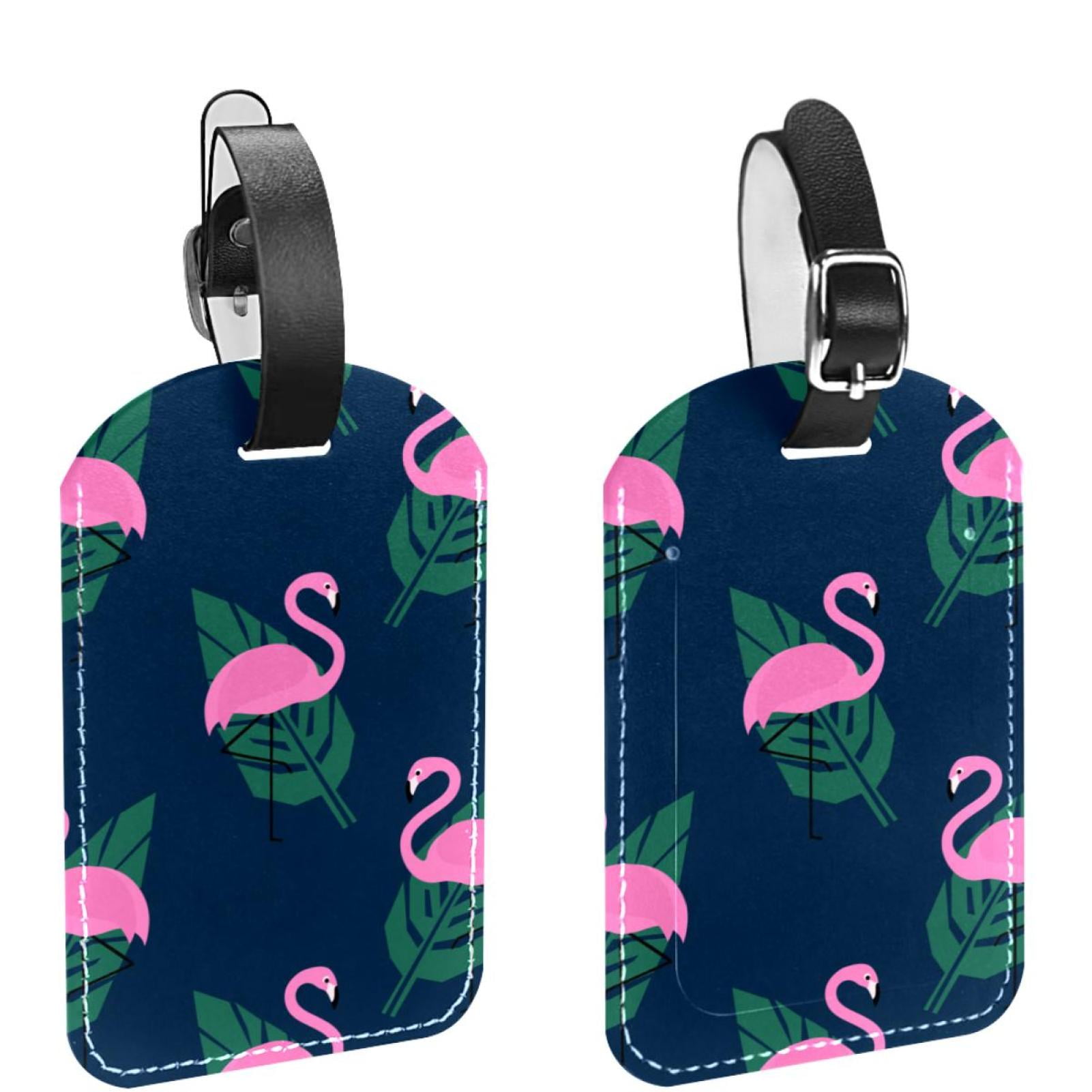 Square 2Pack PU Leather Flamingo Cruise Luggage Tag with Privacy Cover ...