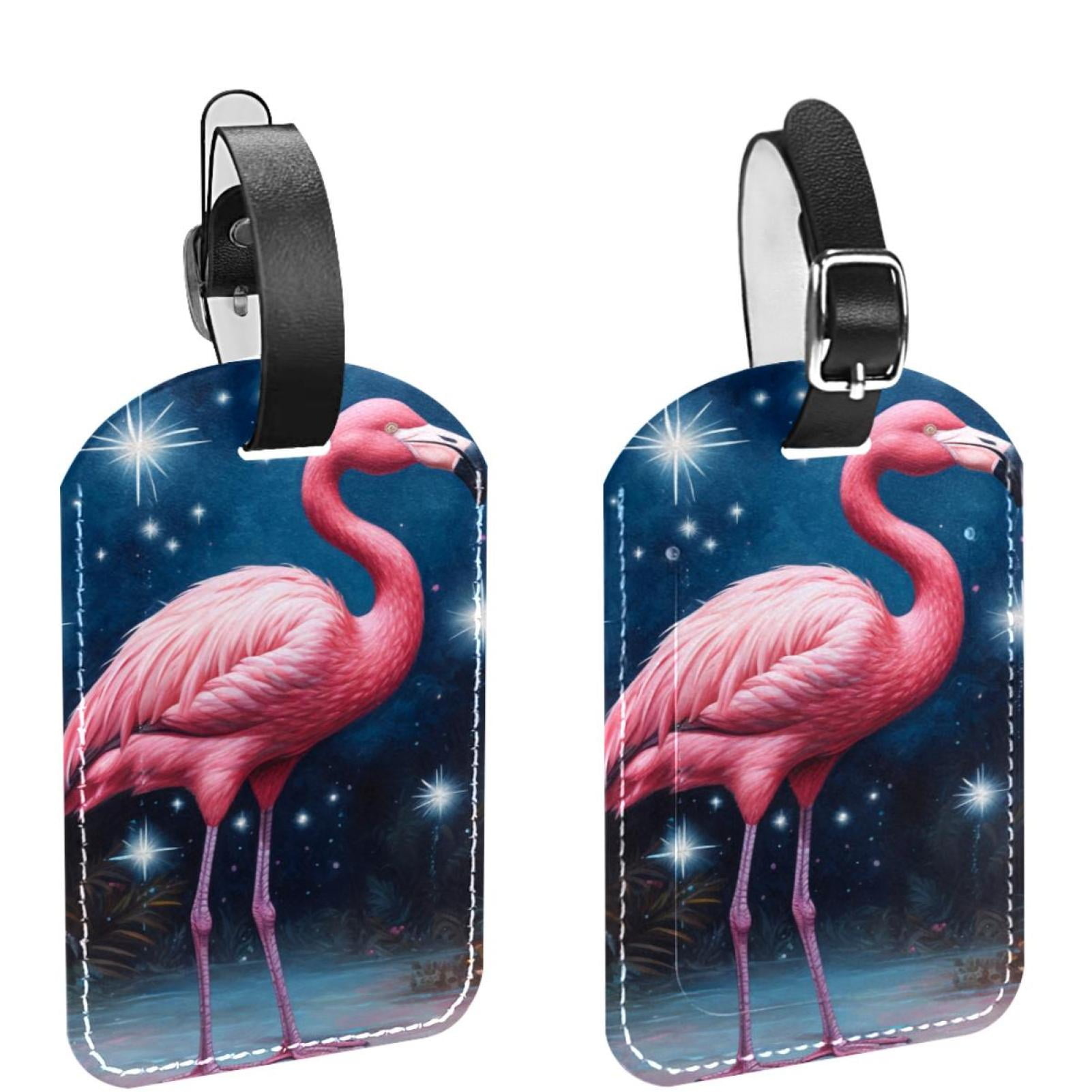 Square 2Pack PU Leather Flamingo Cruise Luggage Tag with Privacy Cover ...