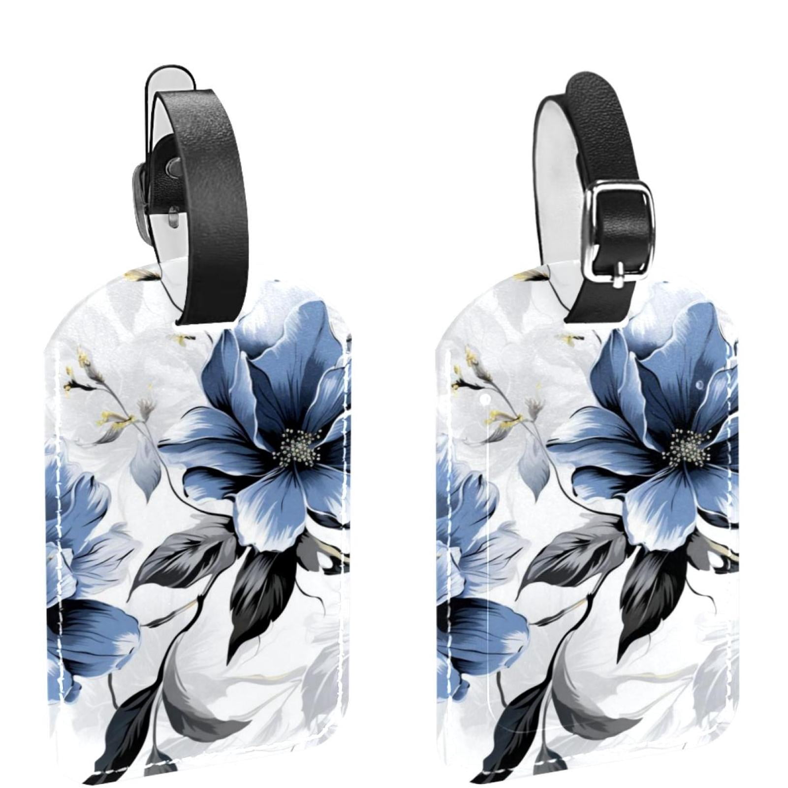Square 2Pack PU Leather Flower Cruise Luggage Tag with Privacy Cover ...