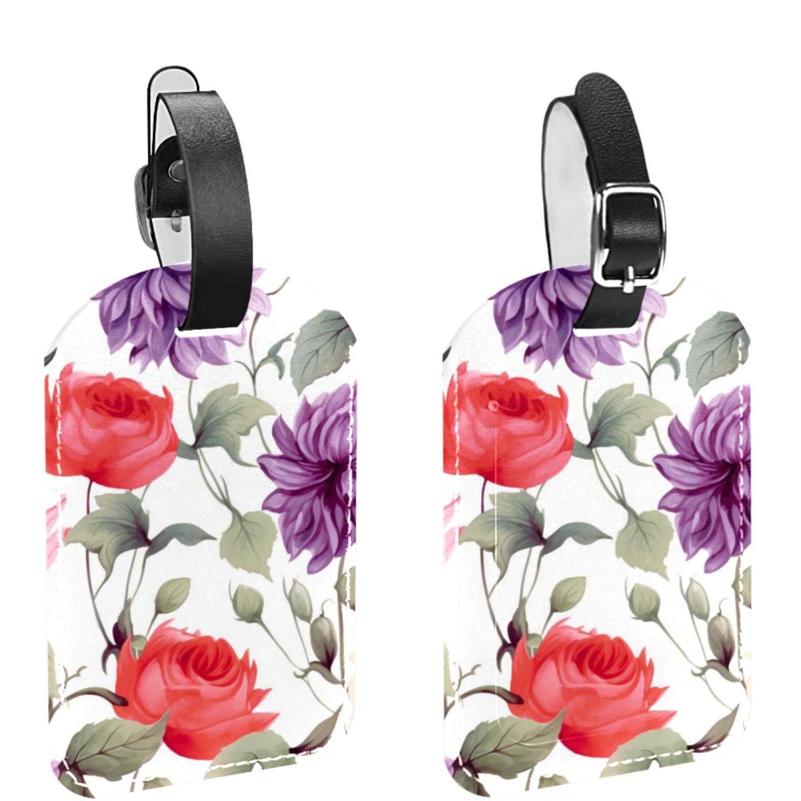Square 2Pack PU Leather Flower Cruise Luggage Tag with Privacy Cover ...