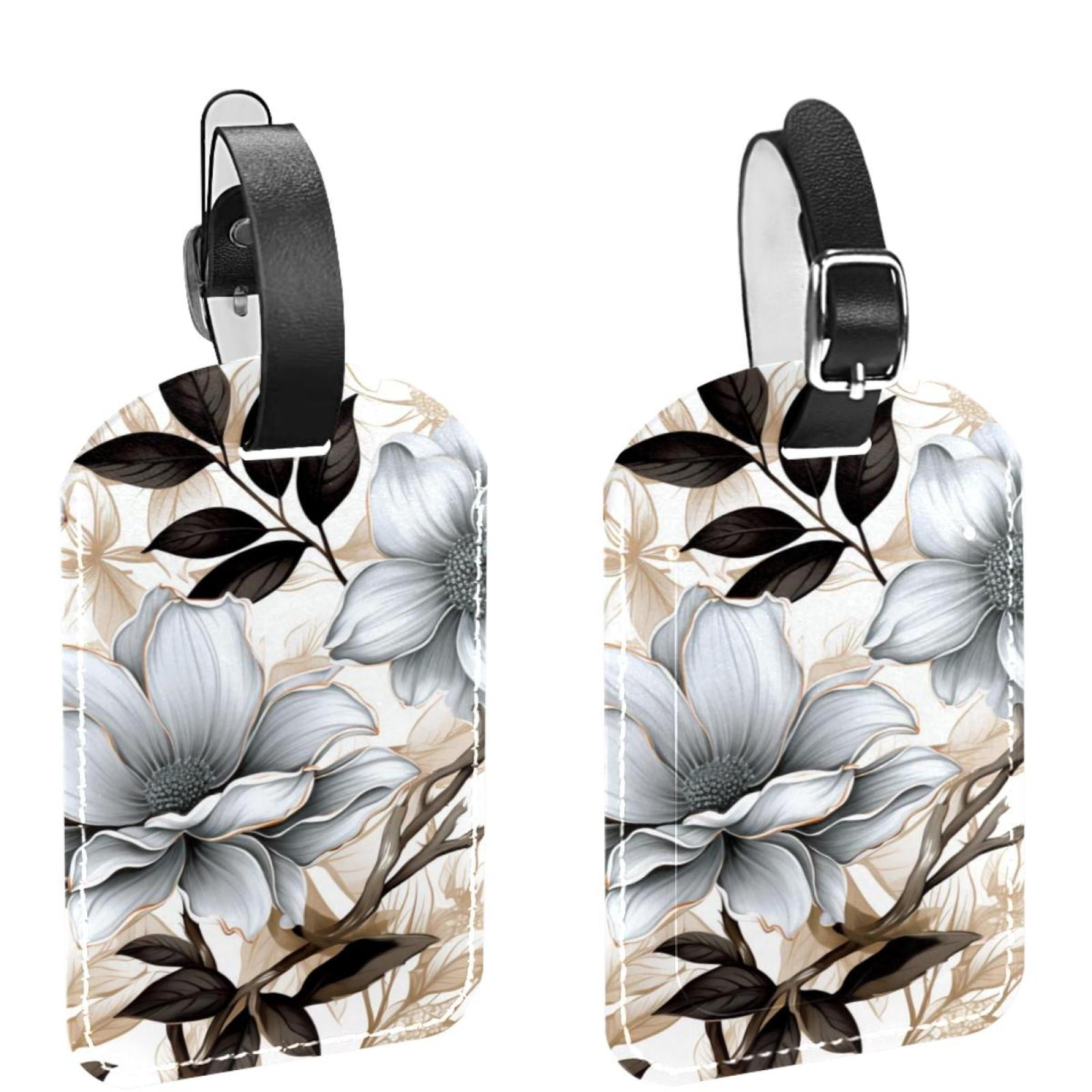 Square 2Pack PU Leather Flower Cruise Luggage Tag with Privacy Cover ...