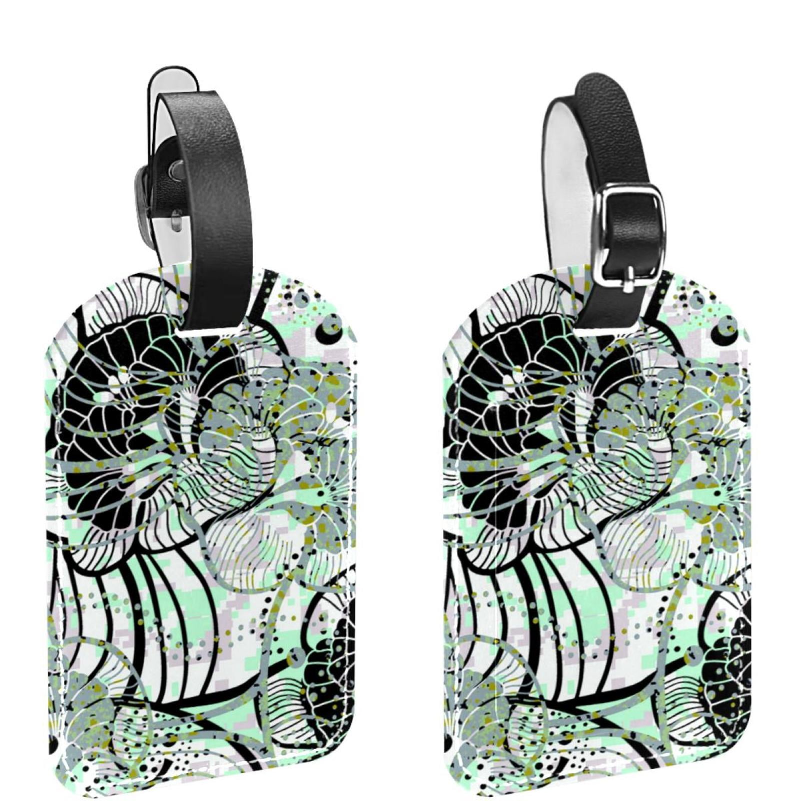 Square 2Pack PU Leather Flower Cruise Luggage Tag with Privacy Cover ...