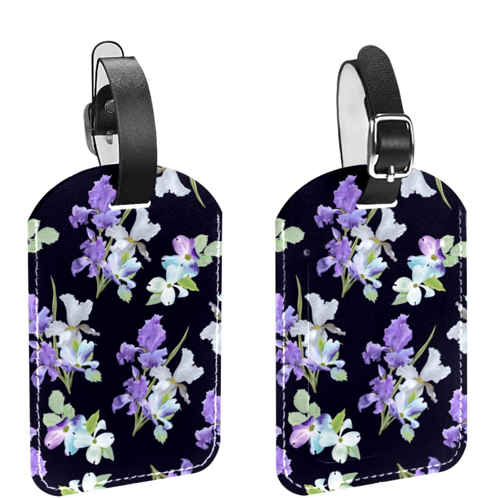 Square 2Pack PU Leather Flower Cruise Luggage Tag with Privacy Cover ...