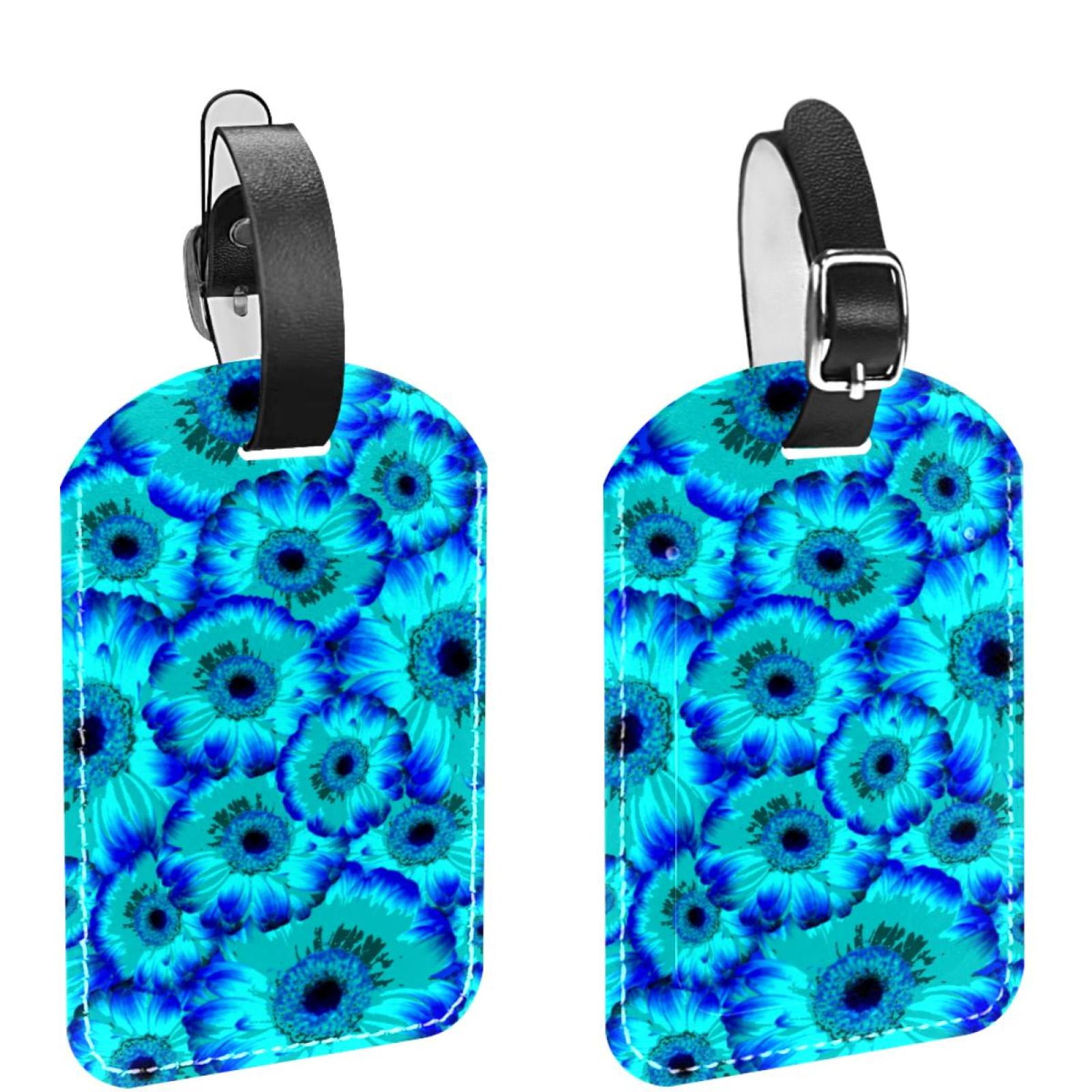 Square 2Pack PU Leather Flowers Pattern Cruise Luggage Tag with Privacy ...