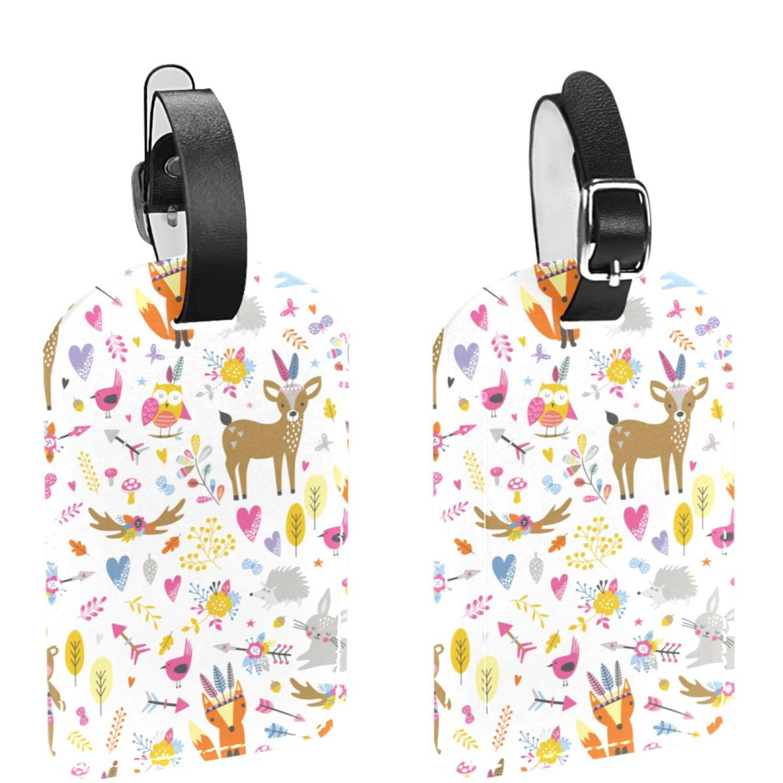 Square 2Pack PU Leather Fox Cruise Luggage Tag with Privacy Cover and ...