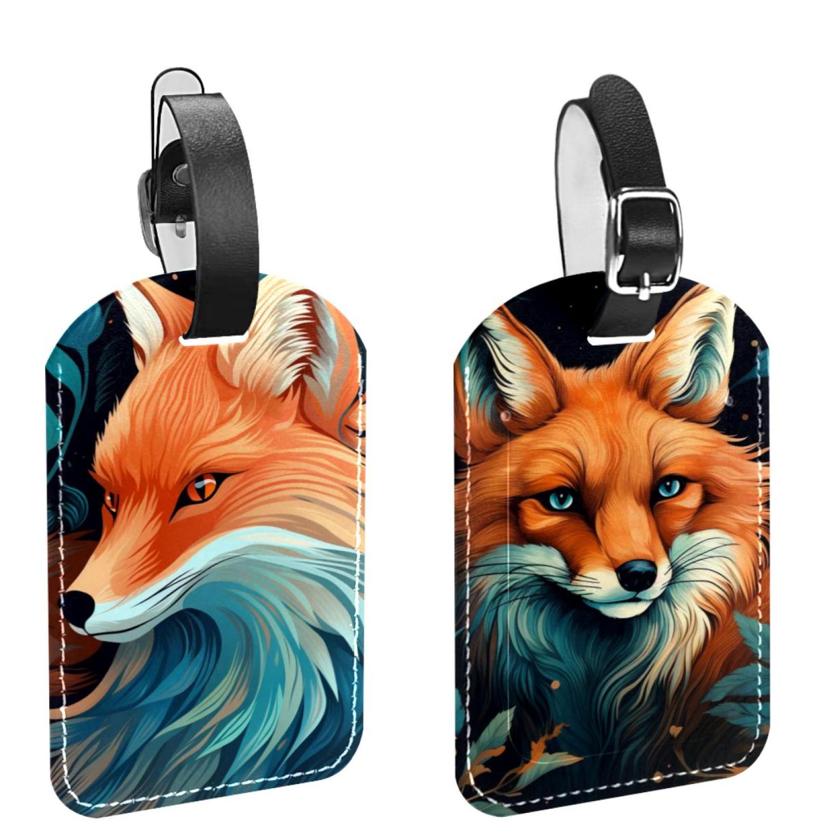 Square 2Pack PU Leather Fox Cruise Luggage Tag with Privacy Cover and ...