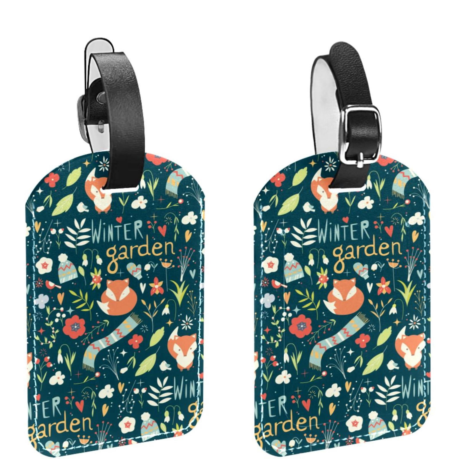 Square 2Pack PU Leather Fox Cruise Luggage Tag with Privacy Cover and ...