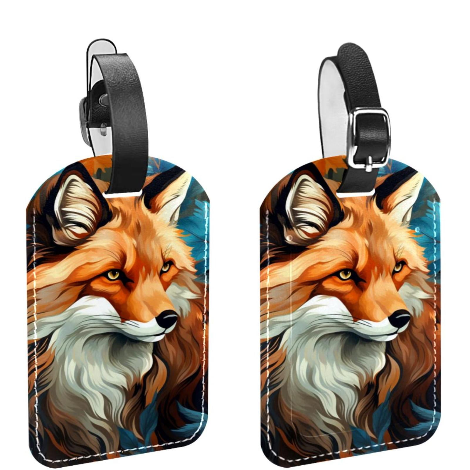 Square 2Pack PU Leather Fox Cruise Luggage Tag with Privacy Cover and ...