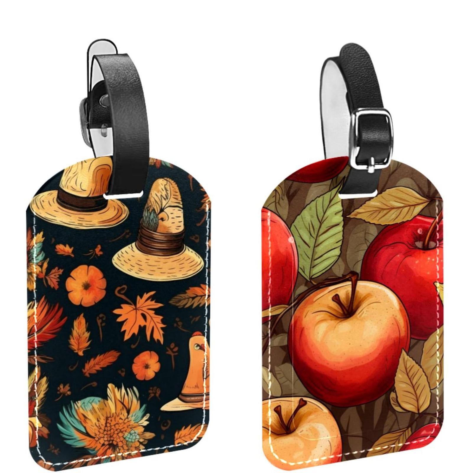 Square 2Pack PU Leather Fruit Cruise Luggage Tag with Privacy Cover and ...