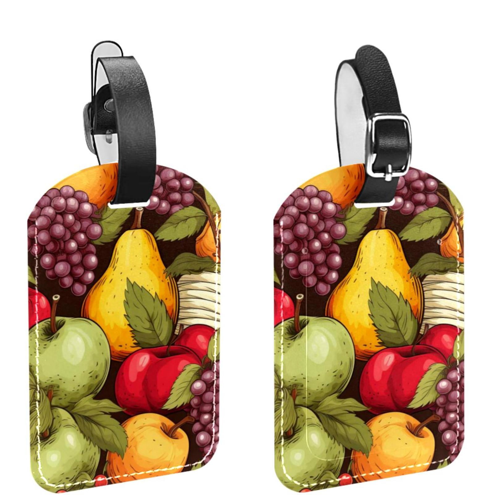Square 2Pack PU Leather Fruit Cruise Luggage Tag with Privacy Cover and ...
