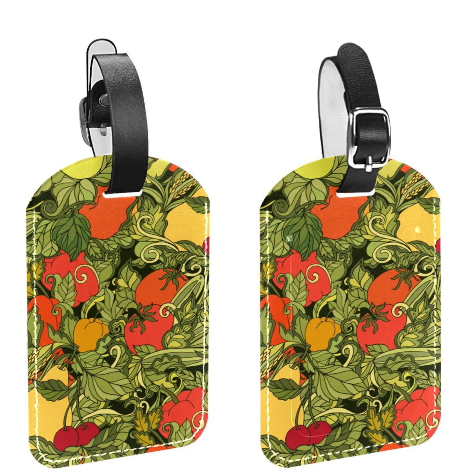 Square 2Pack PU Leather Fruits Cherry Tomato Cruise Luggage Tag with ...