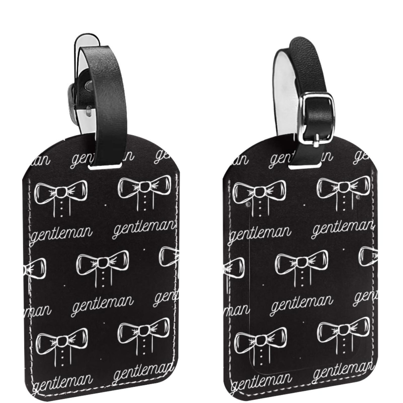 Square 2Pack PU Leather Gentleman Cruise Luggage Tag with Privacy Cover ...