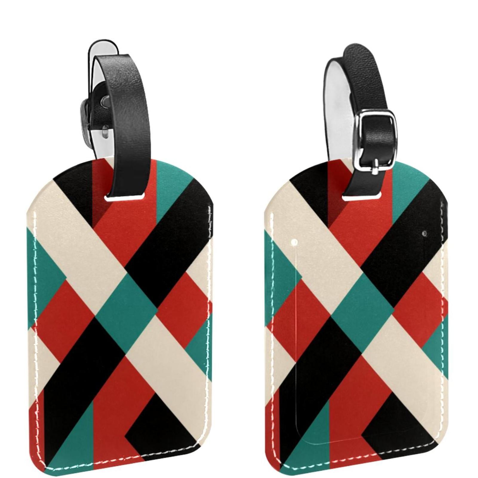 Square 2Pack PU Leather Geometry Cruise Luggage Tag with Privacy Cover ...
