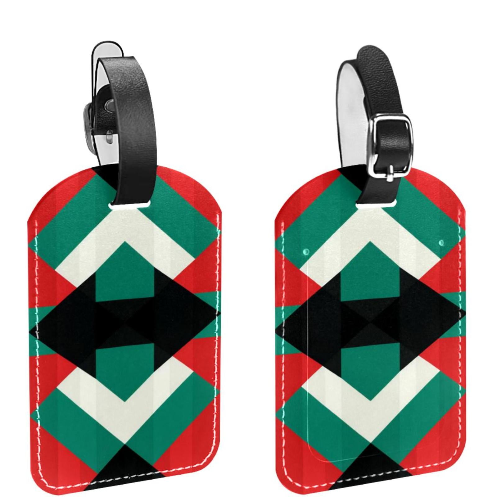 Square 2Pack PU Leather Geometry Cruise Luggage Tag with Privacy Cover ...