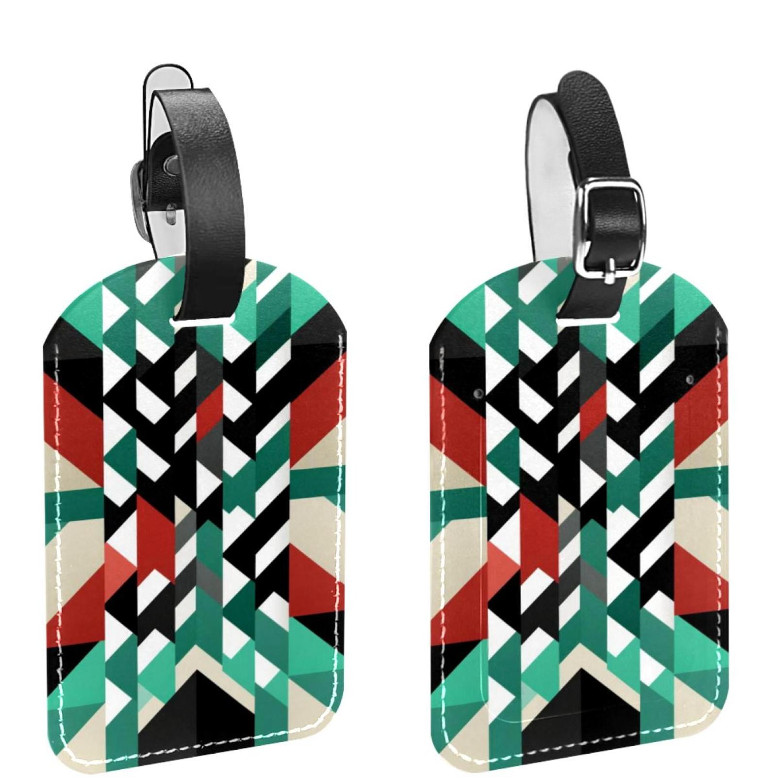 Square 2Pack PU Leather Geometry Cruise Luggage Tag with Privacy Cover ...
