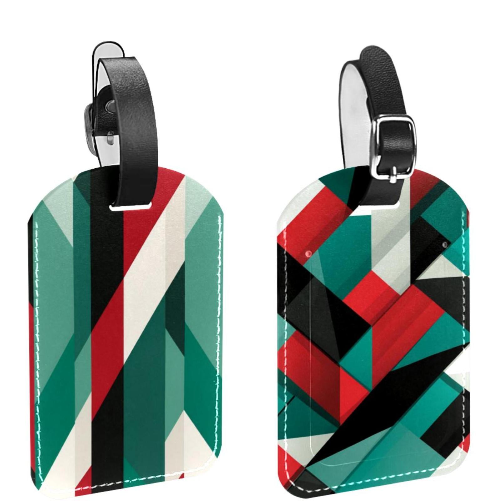 Square 2Pack PU Leather Geometry Cruise Luggage Tag with Privacy Cover ...