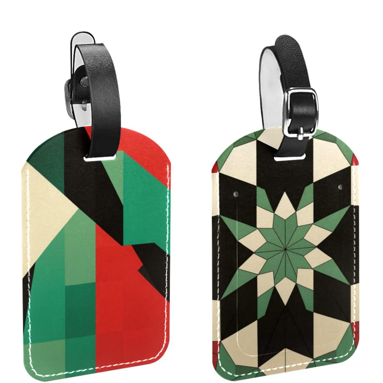 Square 2Pack PU Leather Geometry Cruise Luggage Tag with Privacy Cover ...