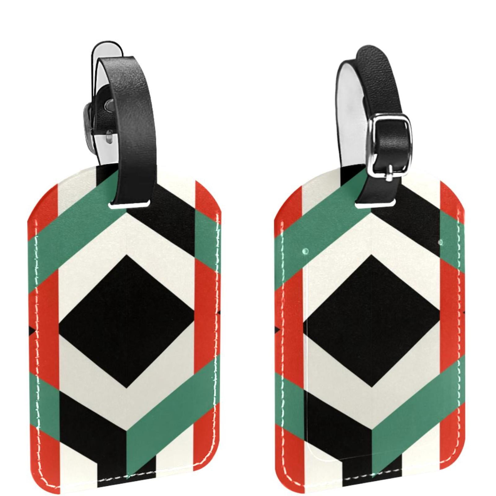 Square 2Pack PU Leather Geometry Cruise Luggage Tag with Privacy Cover ...