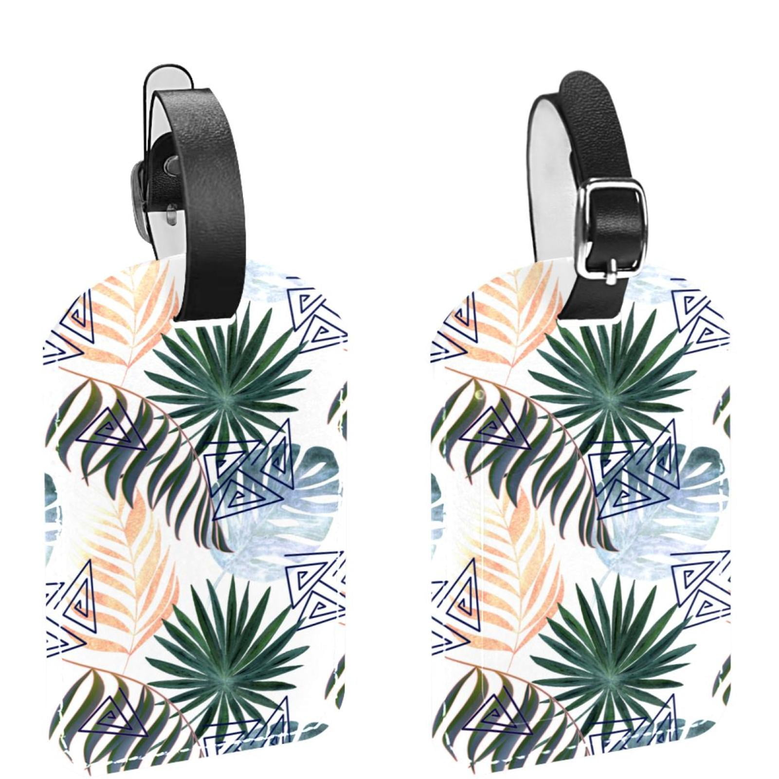 Square 2Pack PU Leather Geometry and Leaves Cruise Luggage Tag with ...