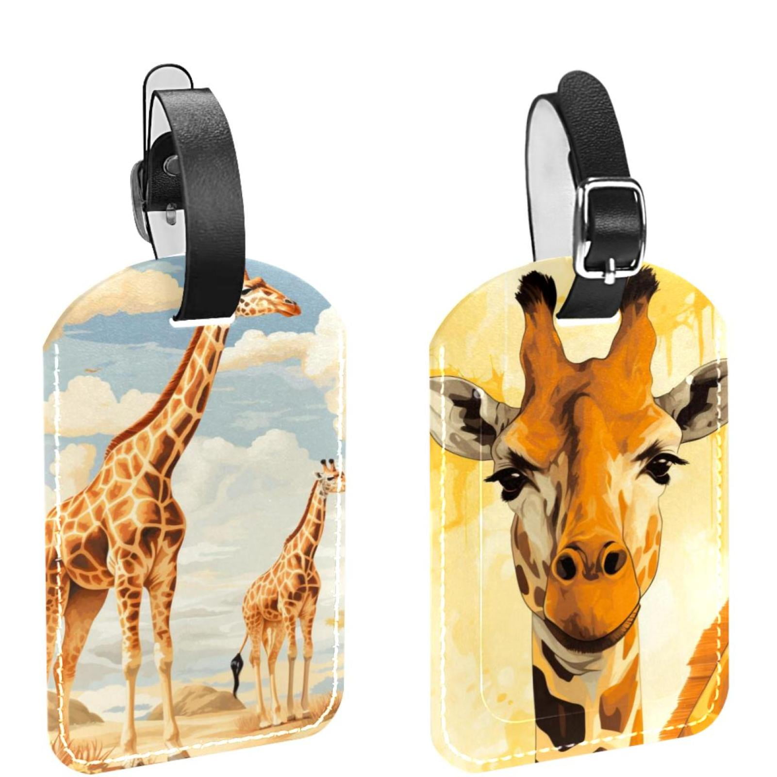 Square 2Pack PU Leather Giraffe Cruise Luggage Tag with Privacy Cover ...