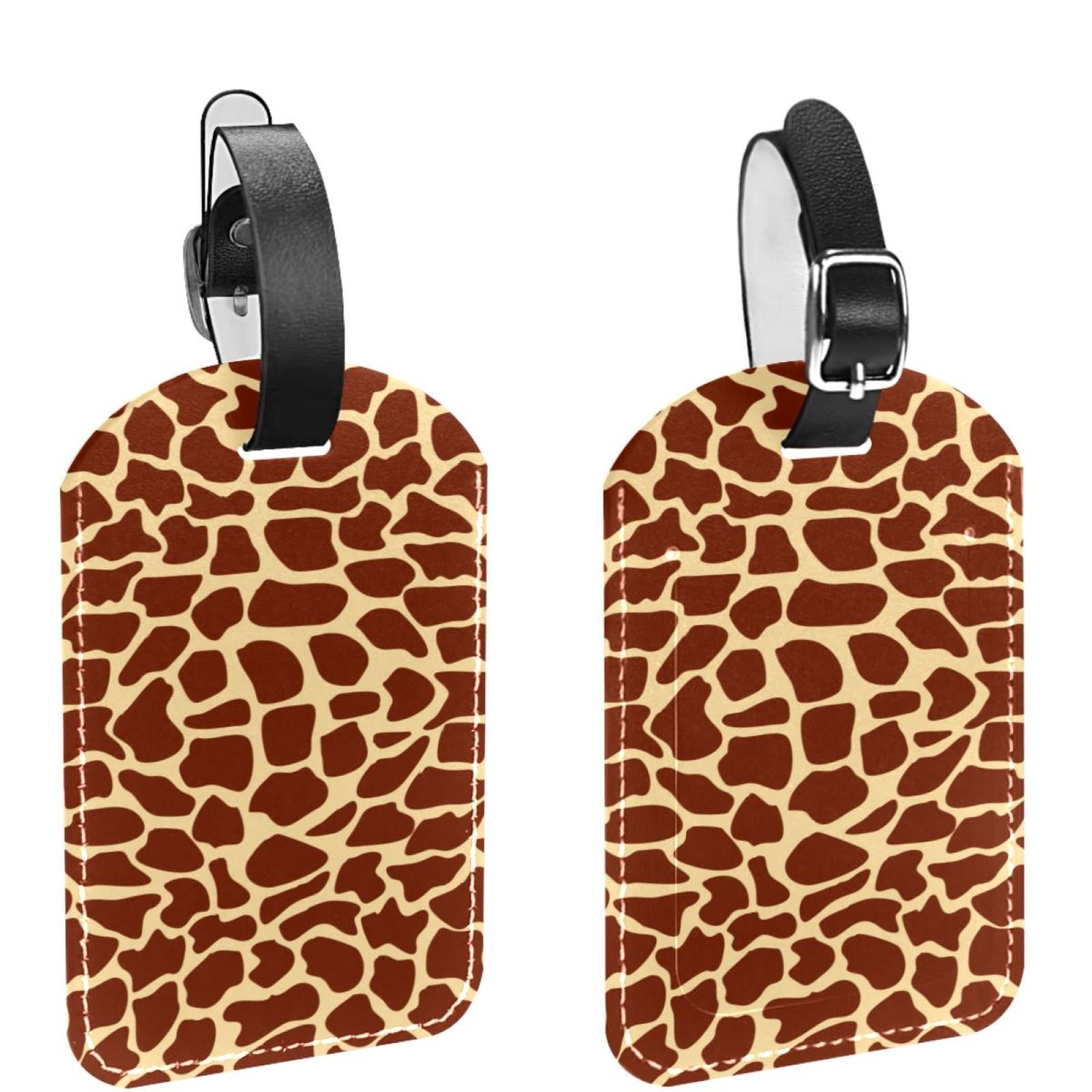 Square 2Pack PU Leather Giraffe Texture Cruise Luggage Tag with Privacy ...