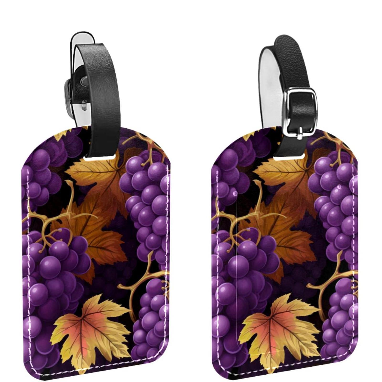 Square 2Pack PU Leather Grape Cruise Luggage Tag with Privacy Cover and ...