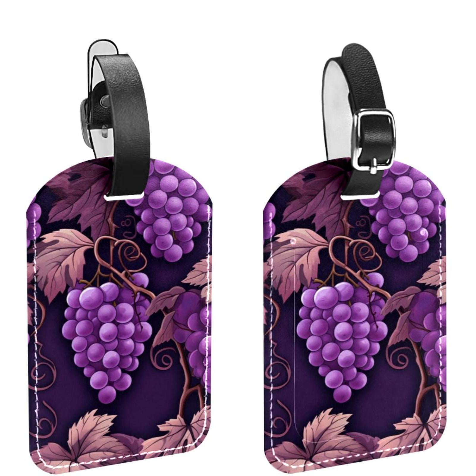 Square 2Pack PU Leather Grape Cruise Luggage Tag with Privacy Cover and ...
