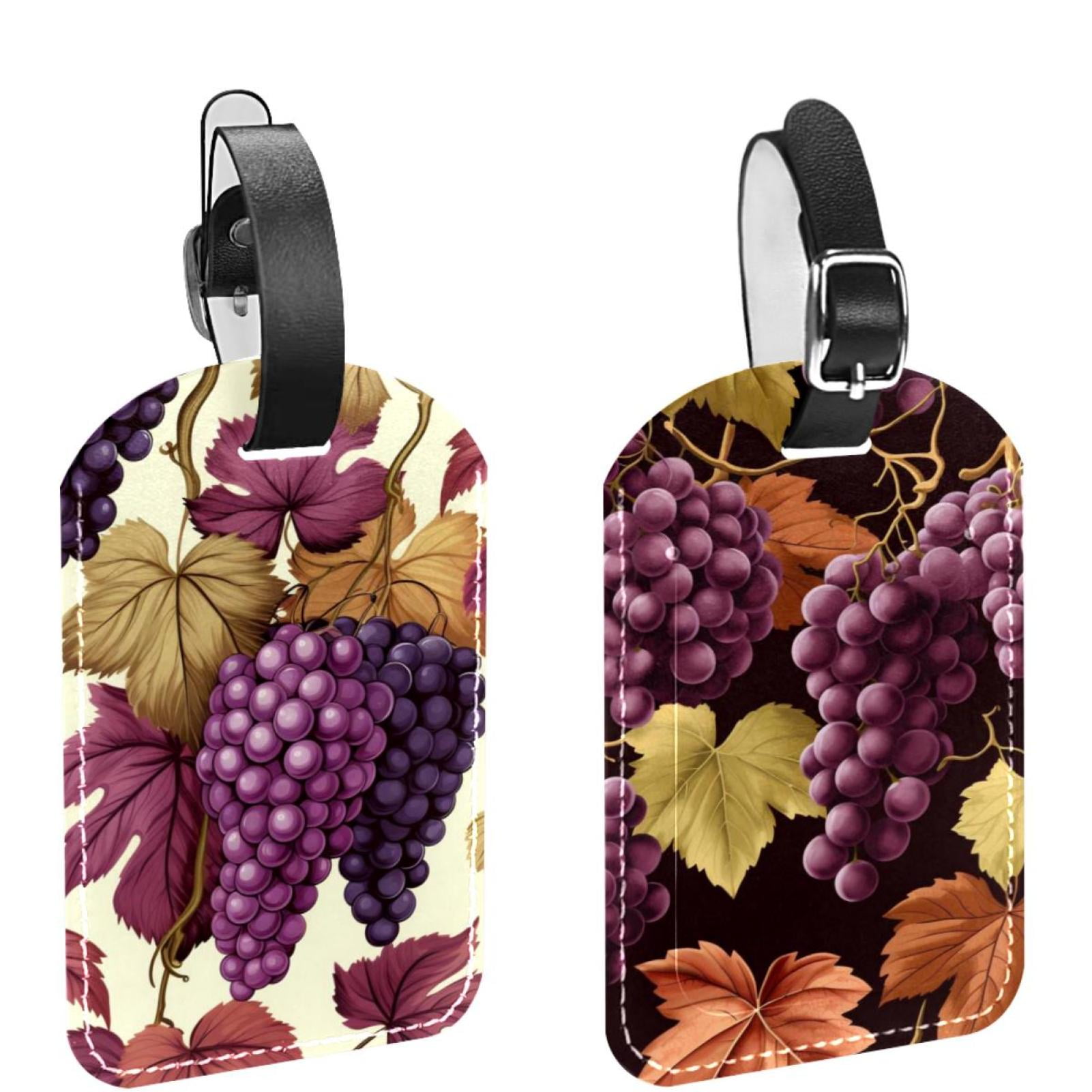 Square 2Pack PU Leather Grape Cruise Luggage Tag with Privacy Cover and ...