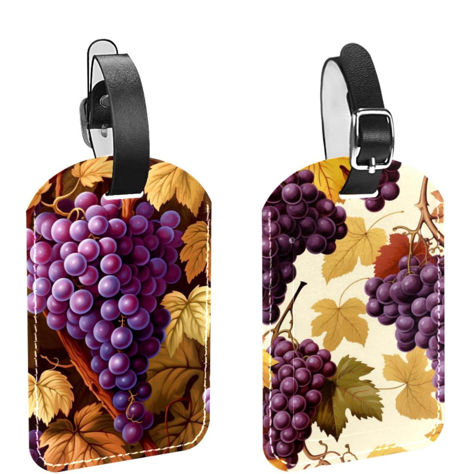 Square 2Pack PU Leather Grape Cruise Luggage Tag with Privacy Cover and ...