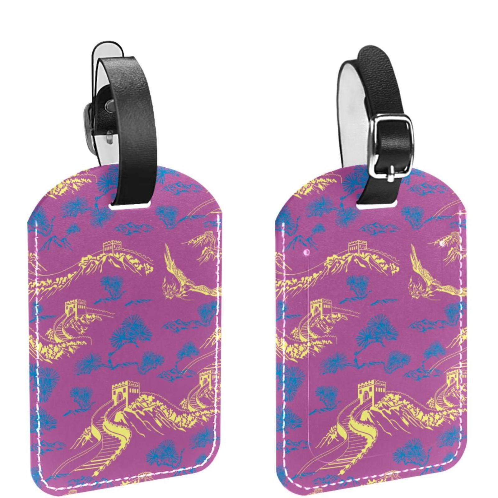 Square 2Pack PU Leather Great Wall Pine Cruise Luggage Tag with Privacy ...